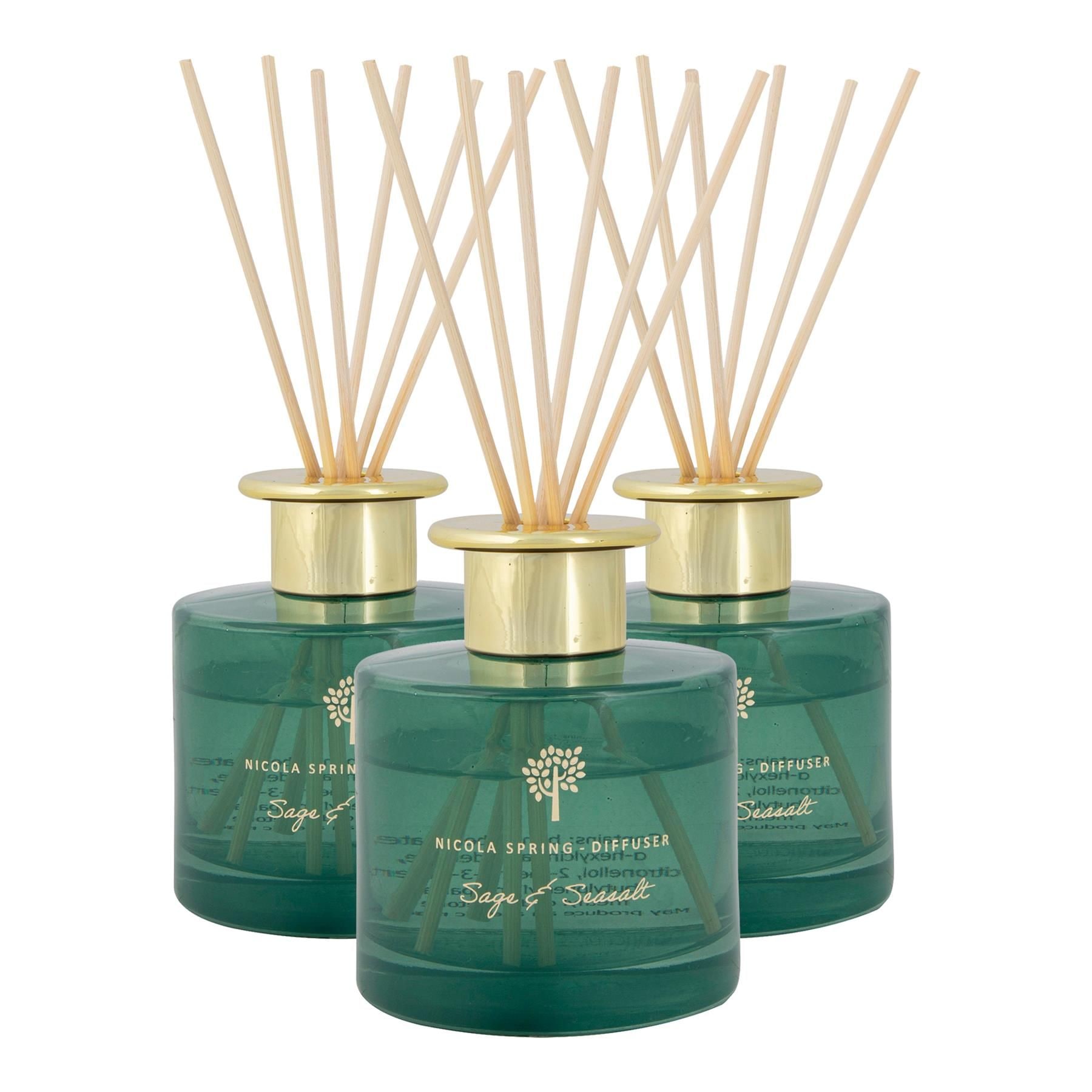 Nicola Spring Green 200ml Sage & Seasalt Reed Diffusers - Pack Of 3 ...