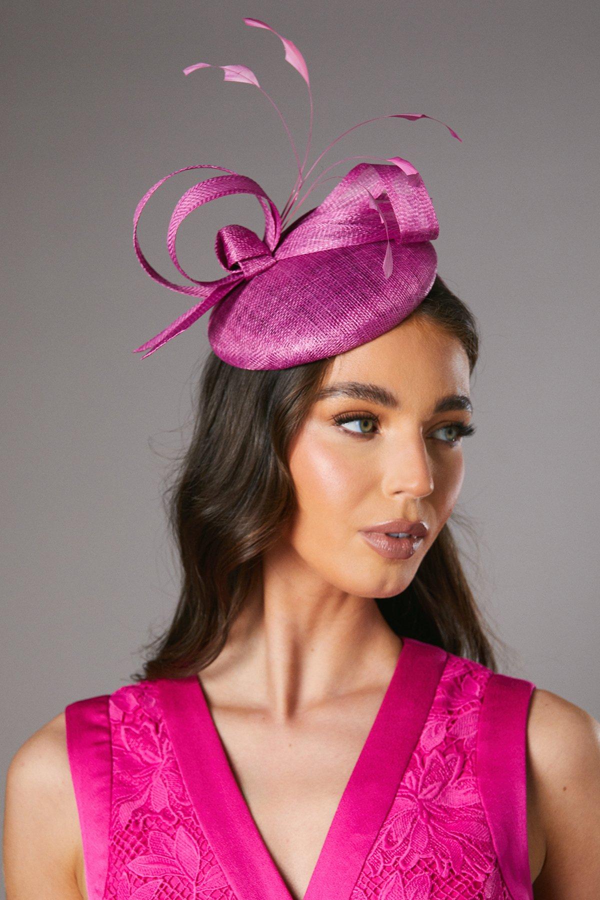 Coast Magenta Disc Loop Detail Feather Fascinator | PrettyLittleThing