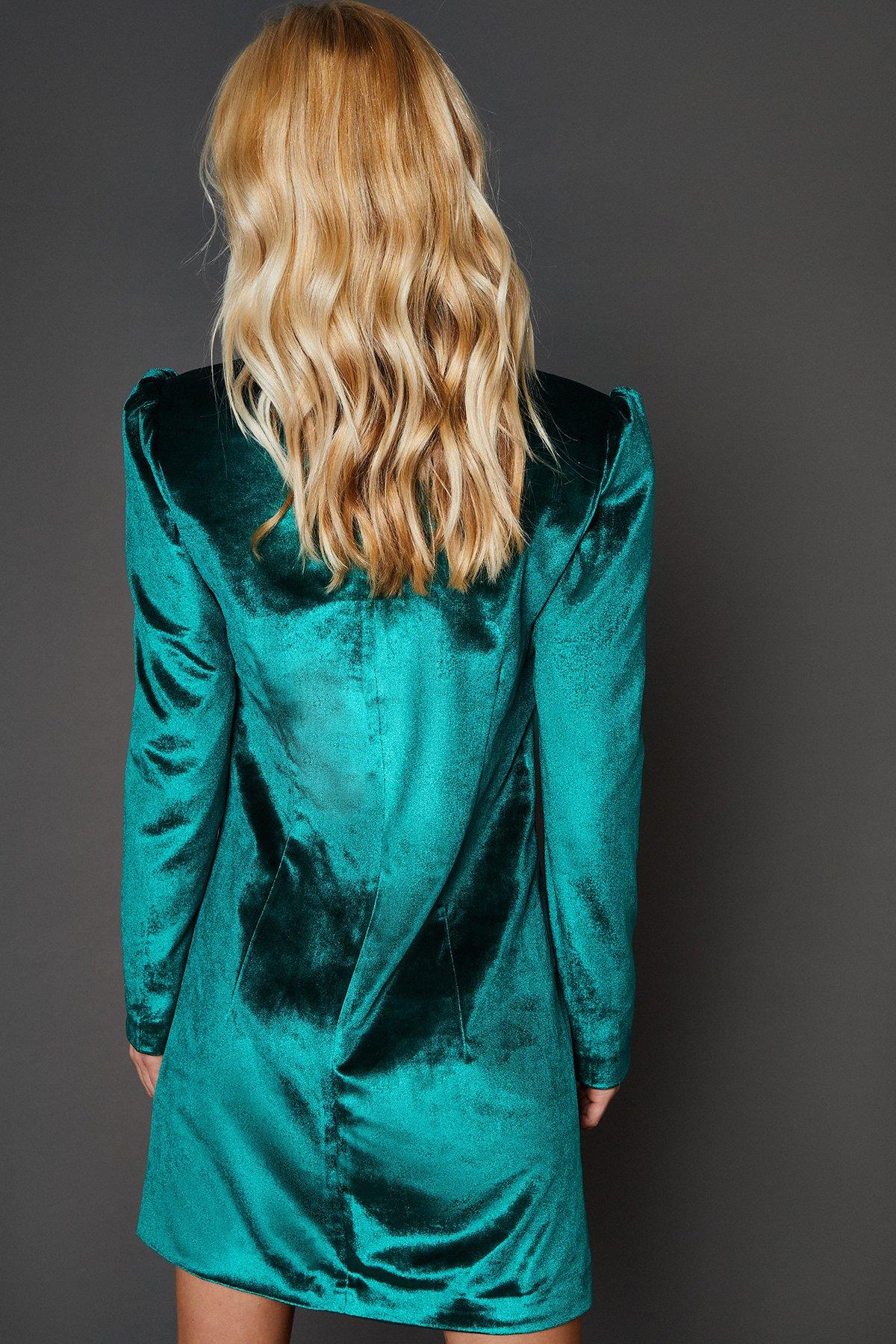 Dorothy Perkins Green Velvet Blazer Dress | PrettyLittleThing
