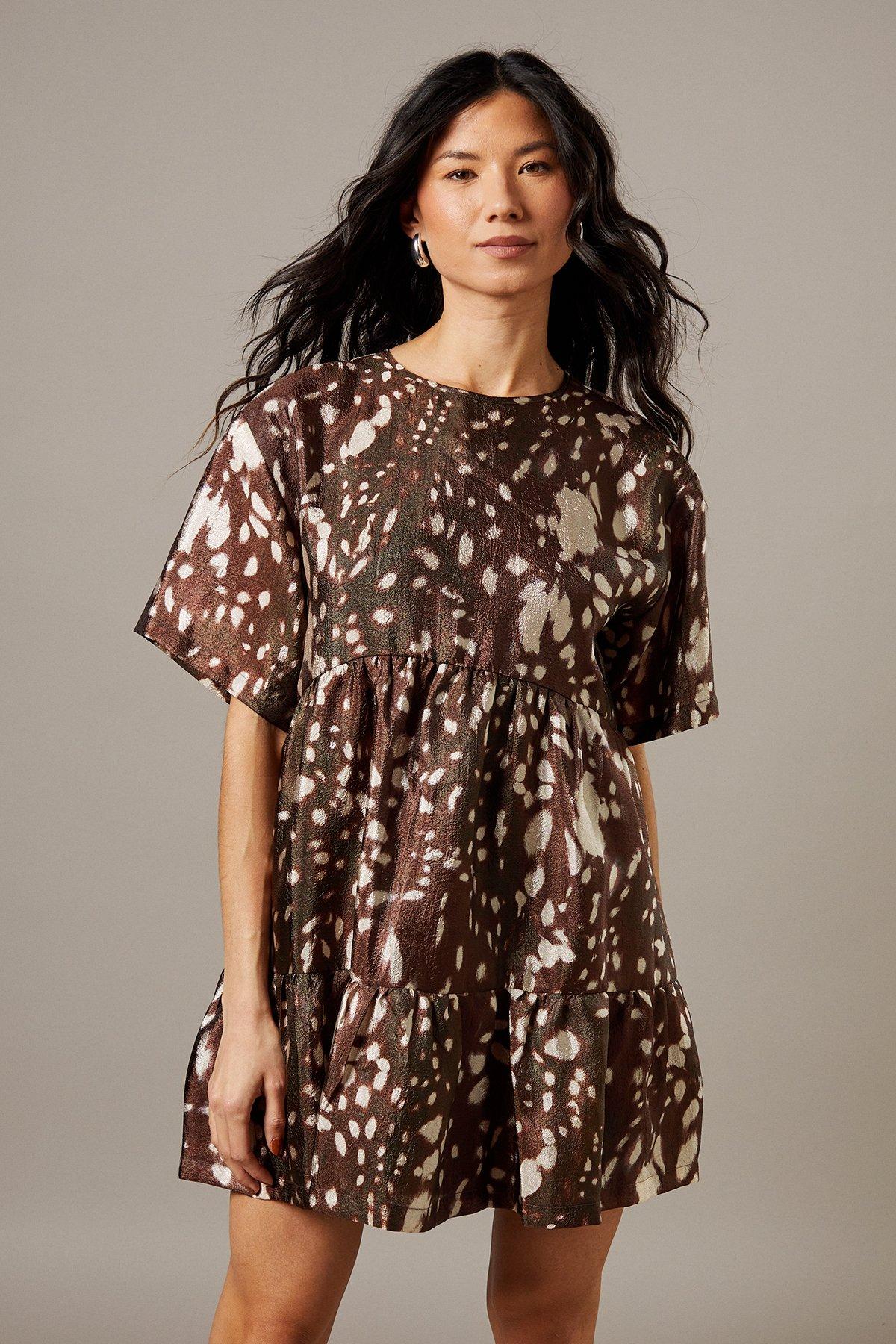 Warehouse Fawn Organza T Shirt Smock Mini Dress | PLT