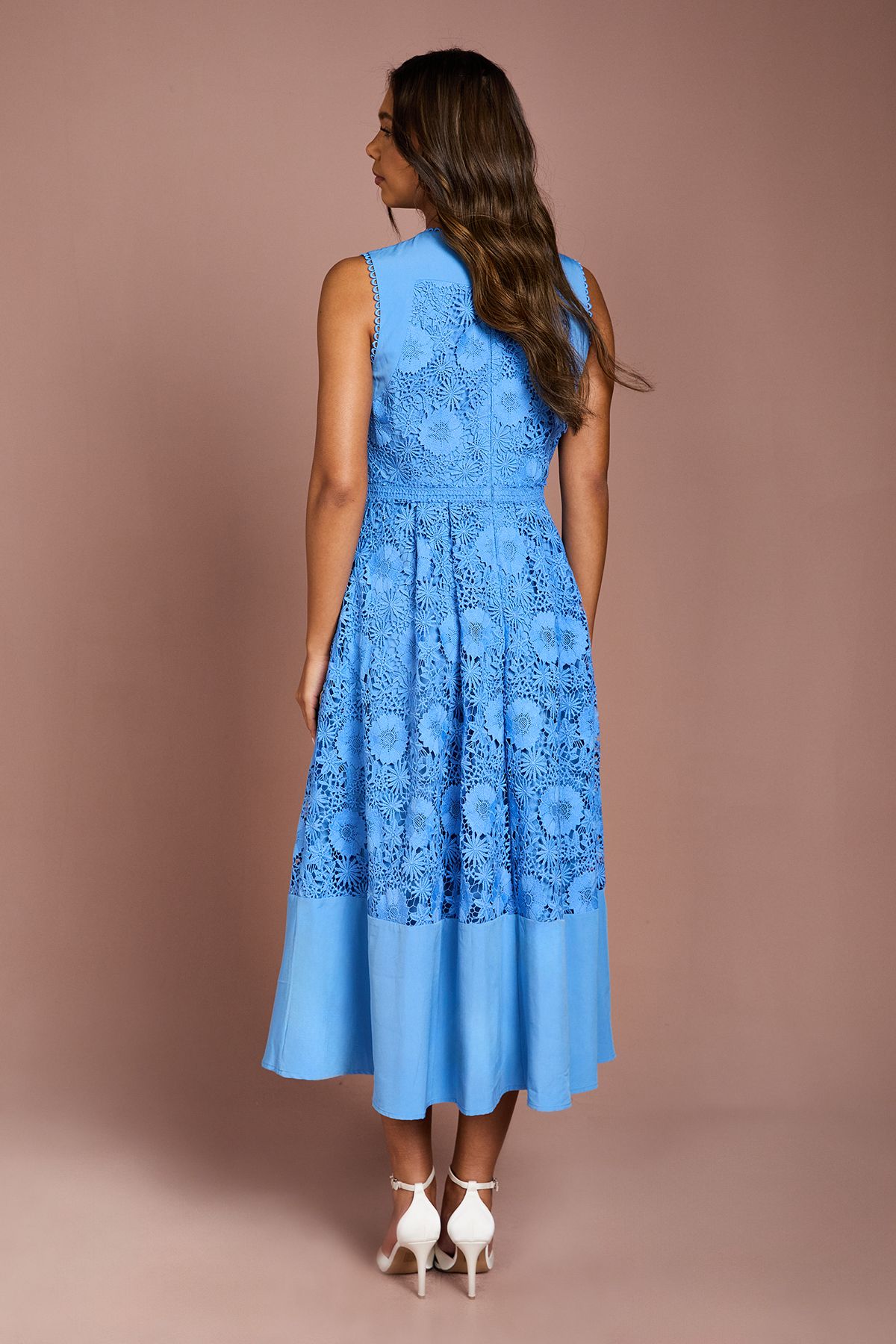 Coast Blue Lace Sleeveless Midi Dress | PLT