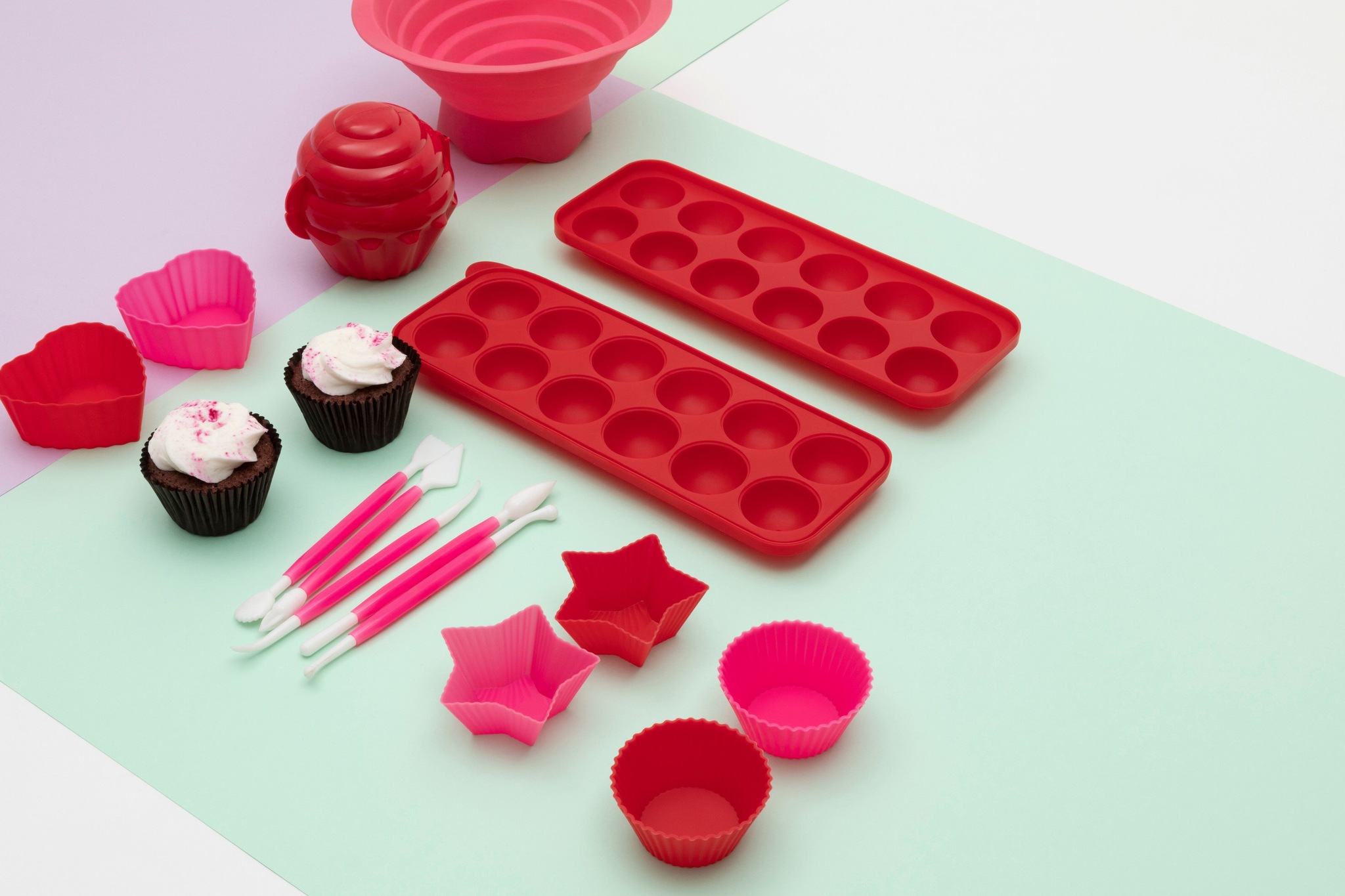 Orsina Red 12 Mould And 24 Sticks Cake Pop Mould, Non-Stick Cake Pop ...