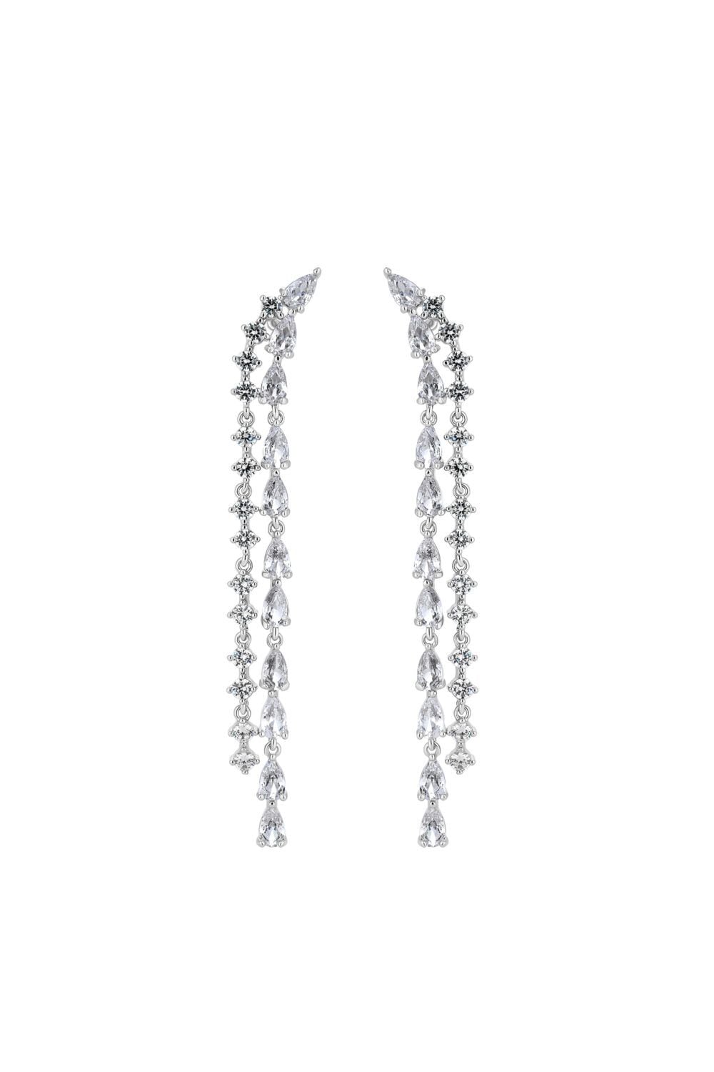 Jon Richard Silver Silver Cubic Zirconia Mixed Stone Drop Earrings | PLT
