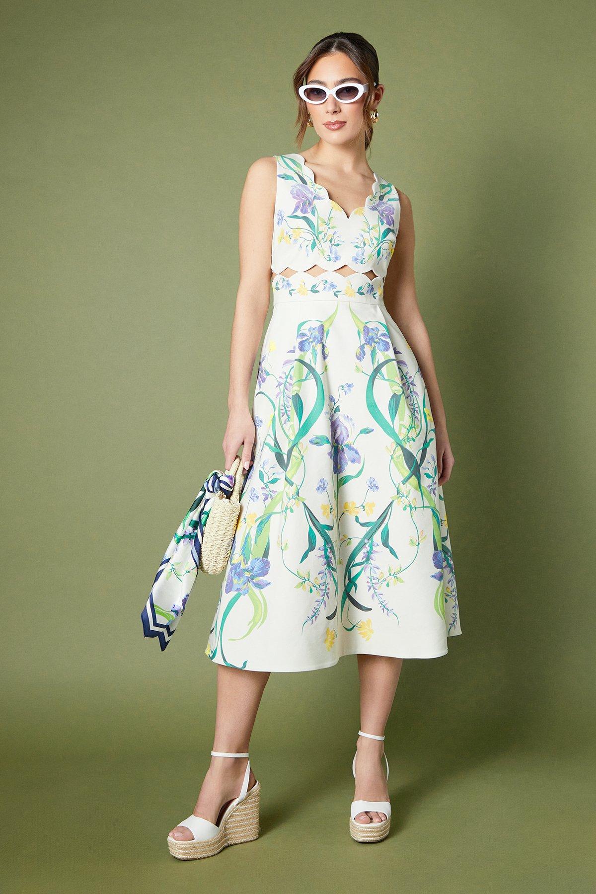 Coast Ivory Cut Out Crepe Midi Dress | PrettyLittleThing