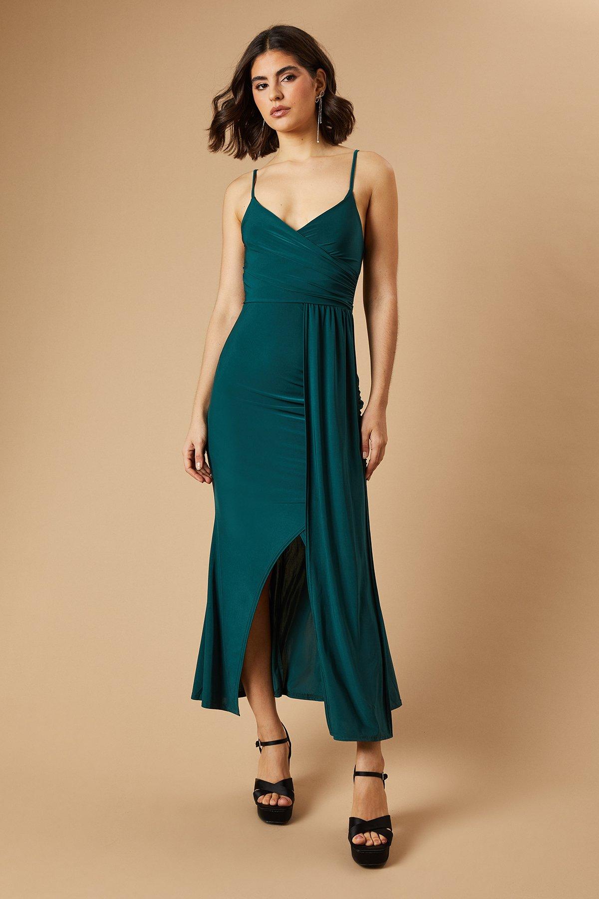 Oasis Forest Occasion Double Jersey Drape Midaxi Dress | PrettyLittleThing