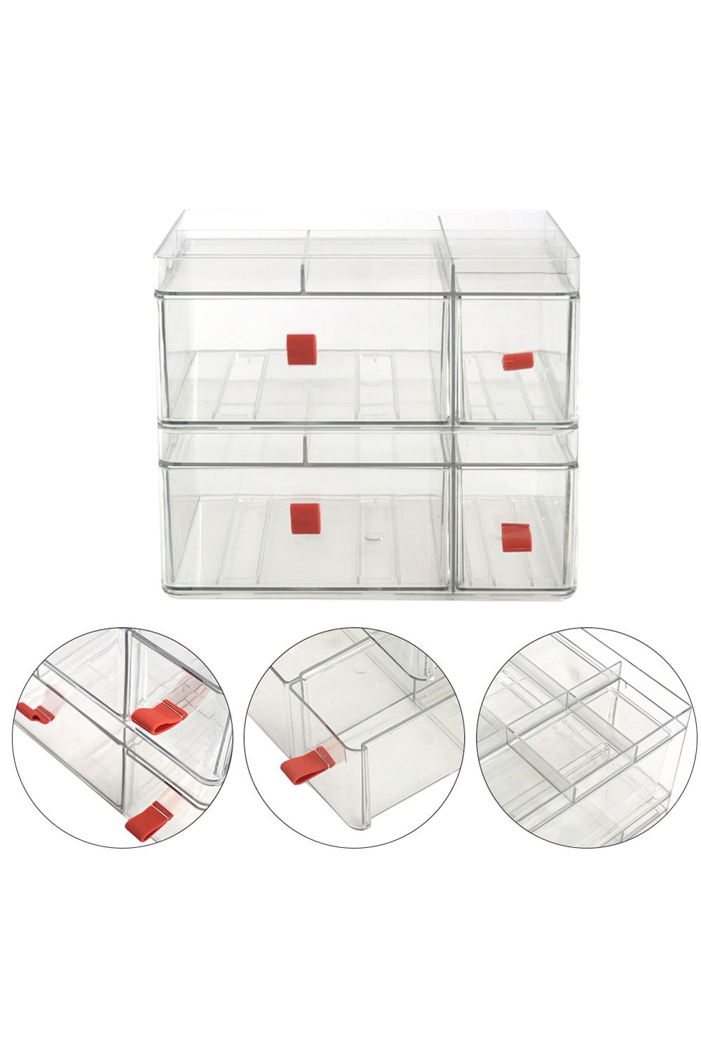 Living And Home Clear Make-Up Cosmetic Organiser Dressing Table Storage ...