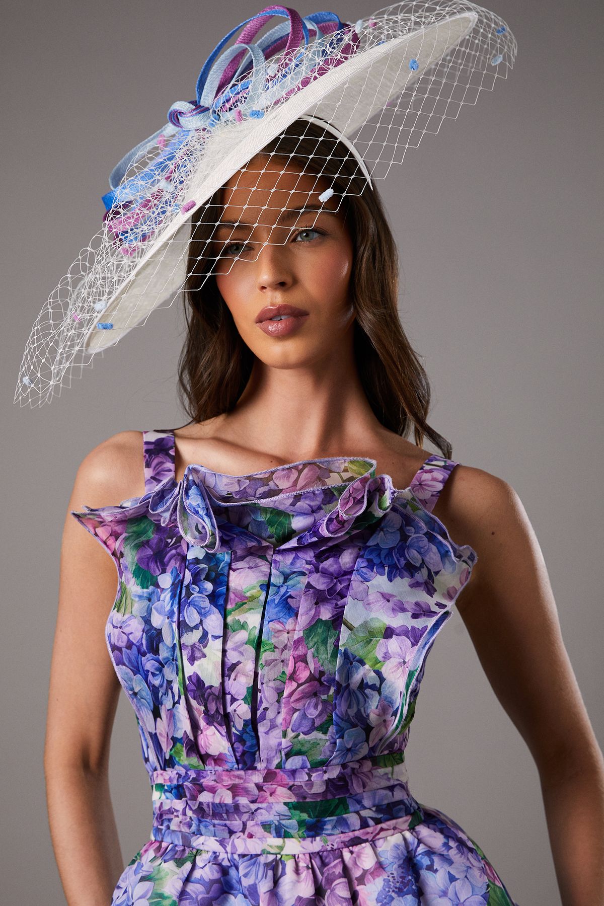 Coast Ivory Lisa Tan Bow And Mesh Wide Brim Hat | PLT