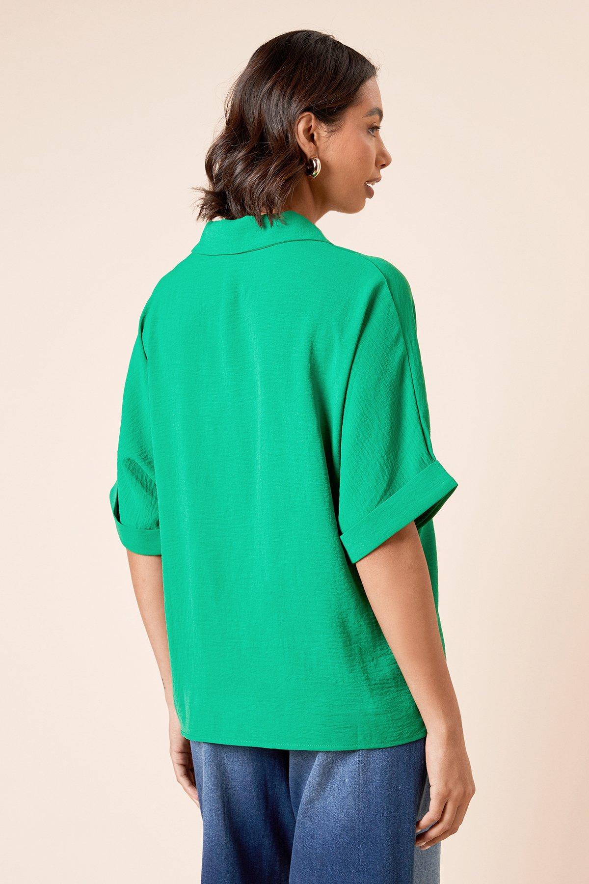 Dorothy Perkins Green Short Sleeve Utility Patch Pocket Shirt ...