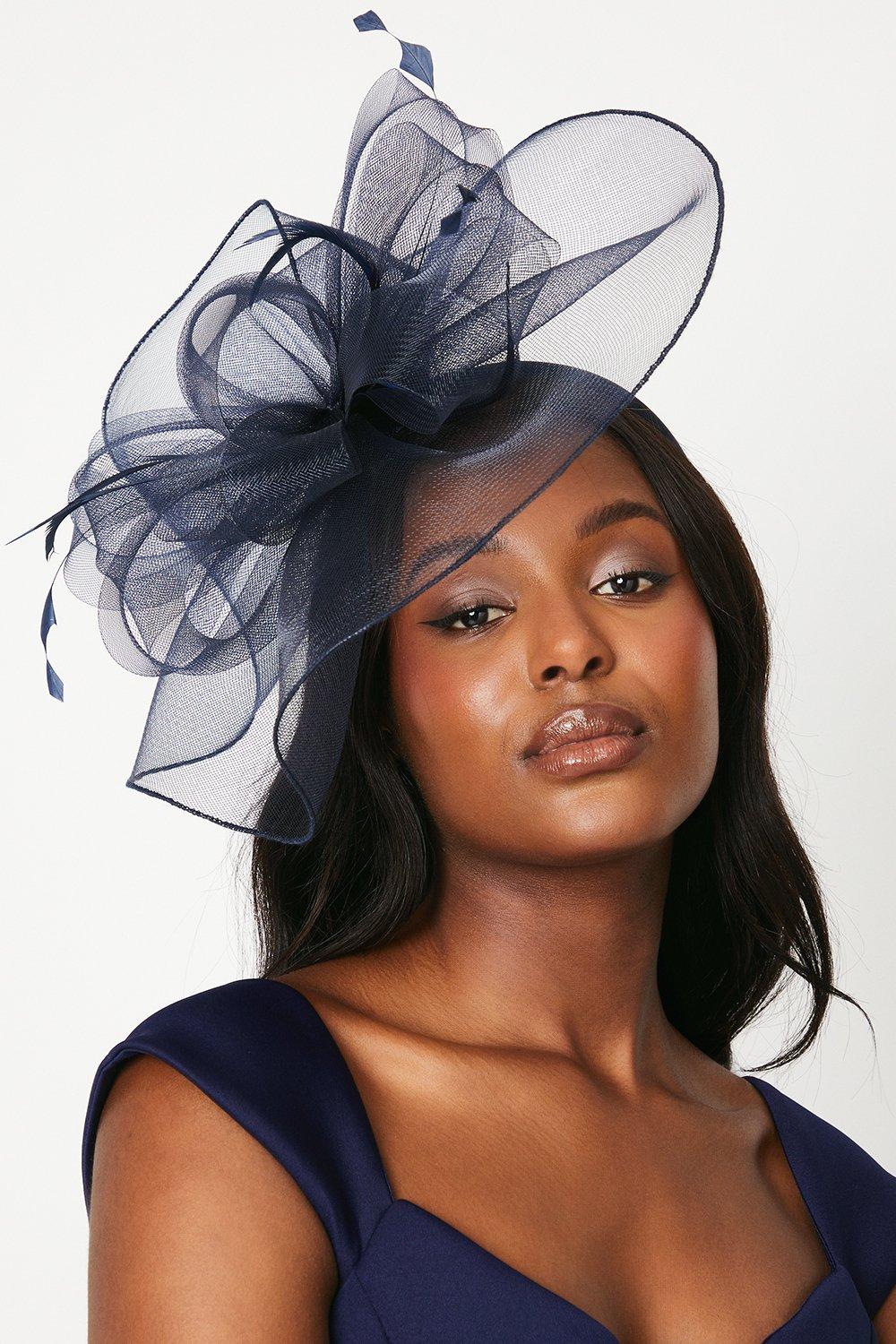 Coast Navy Structured Mesh Bow Flat Fascinator | PLT