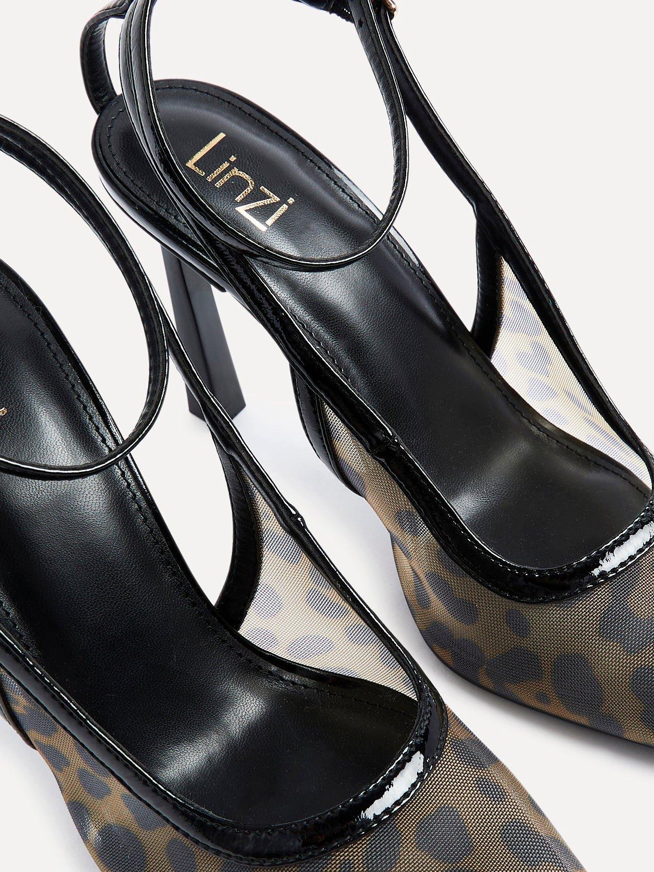 Linzi Yellow Louella Leopard Print Mesh Stiletto Court Heel | PrettyLittleThing