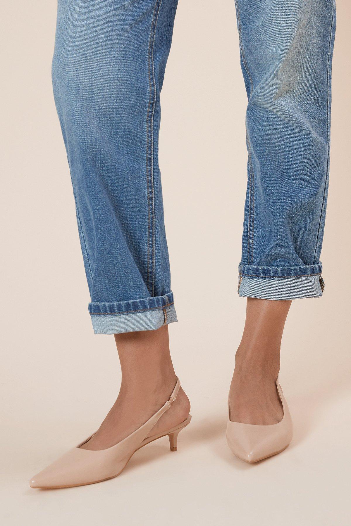 Dorothy Perkins Beige Faelina Faux Leather Slingback Kitten Heel Court ...