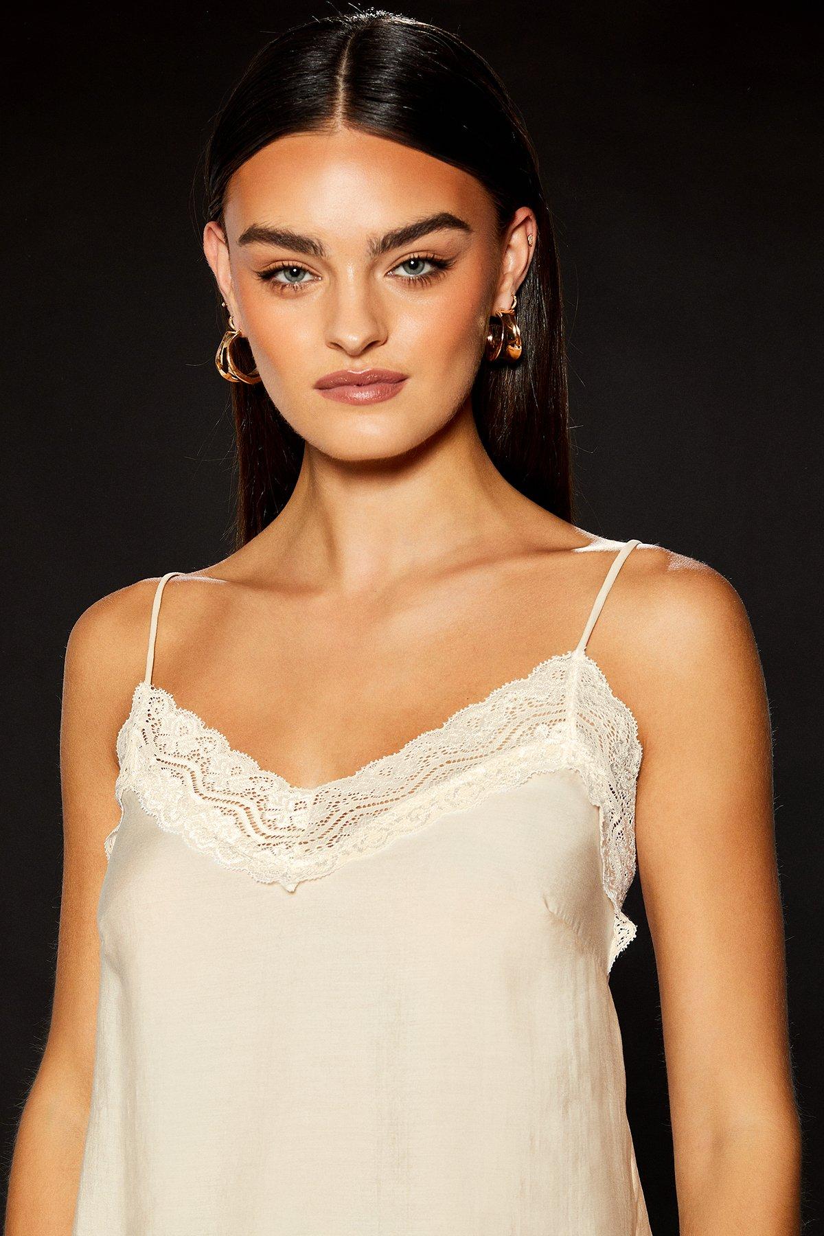 RUNWAY 1.8.1.8 Nude Runway 1.8.1.8 Strappy Lace Trim Cami ...