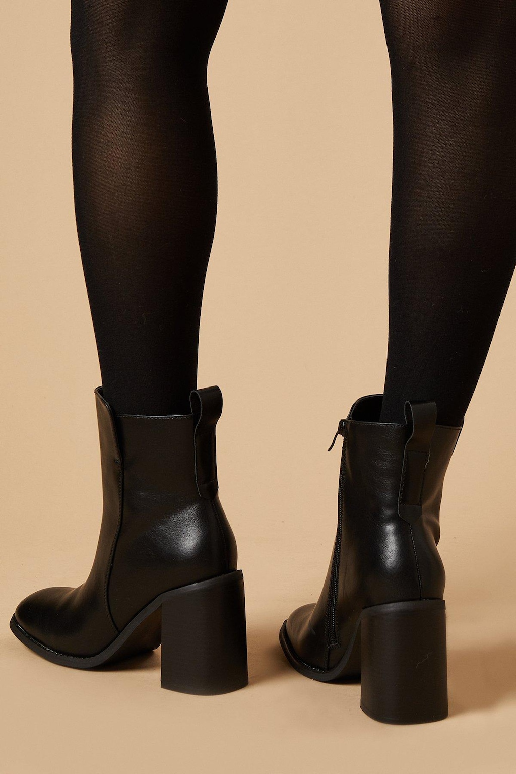 Oasis Black Marisol Square Toe High Block Heel Ankle Boots ...