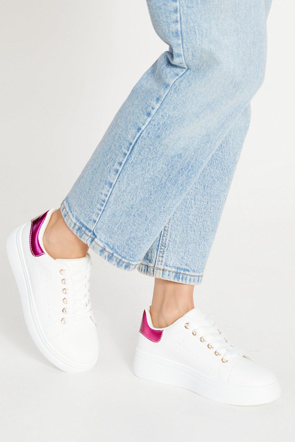 Oasis Pink Kizzie Platform Lace Up Trainers | PrettyLittleThing