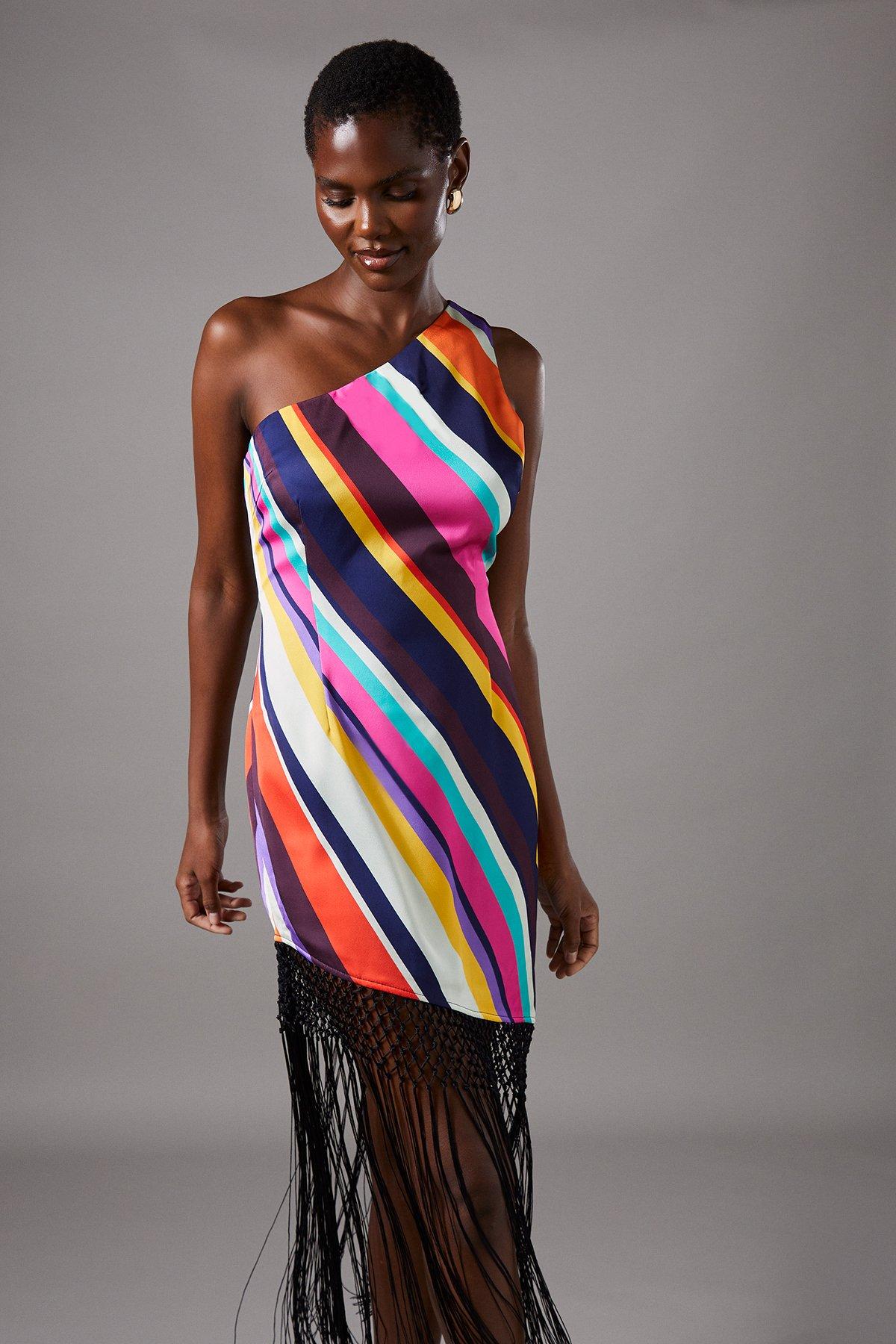 Coast Multi Stripe Ladder Fringe Maxi Dress | PrettyLittleThing