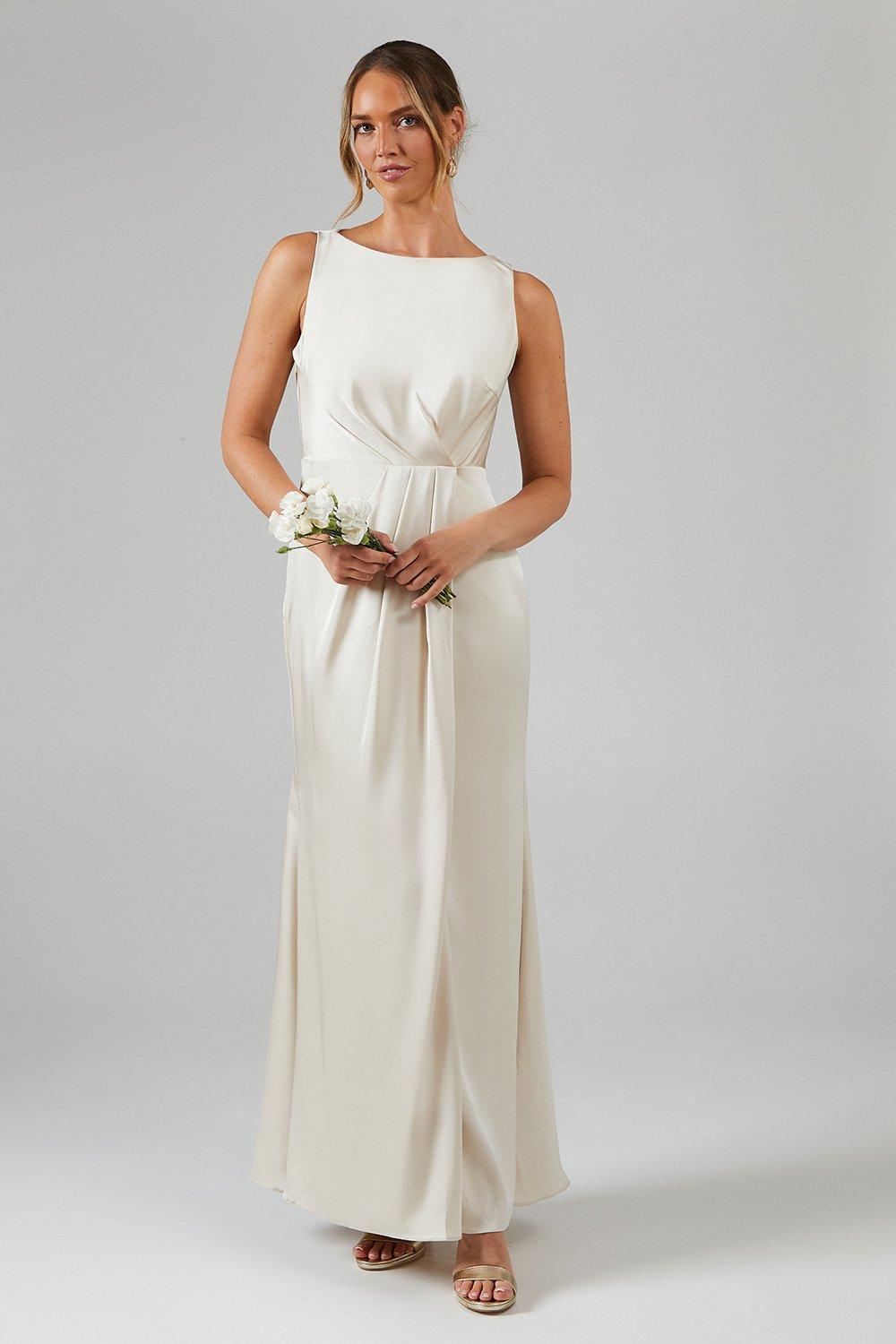 Coast Champagne Asymmetric Back Detail Satin Bridesmaid Dress ...
