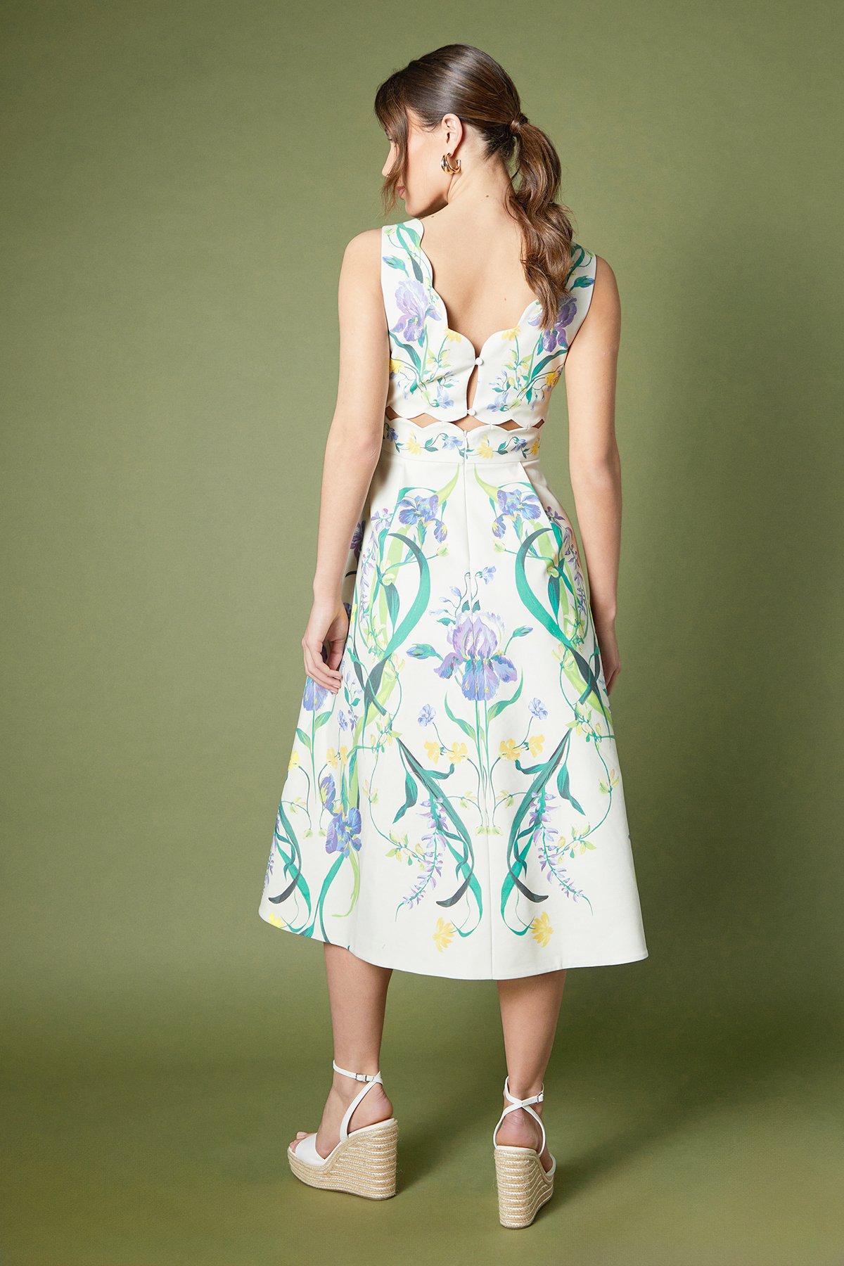 Coast Ivory Cut Out Crepe Midi Dress | PrettyLittleThing