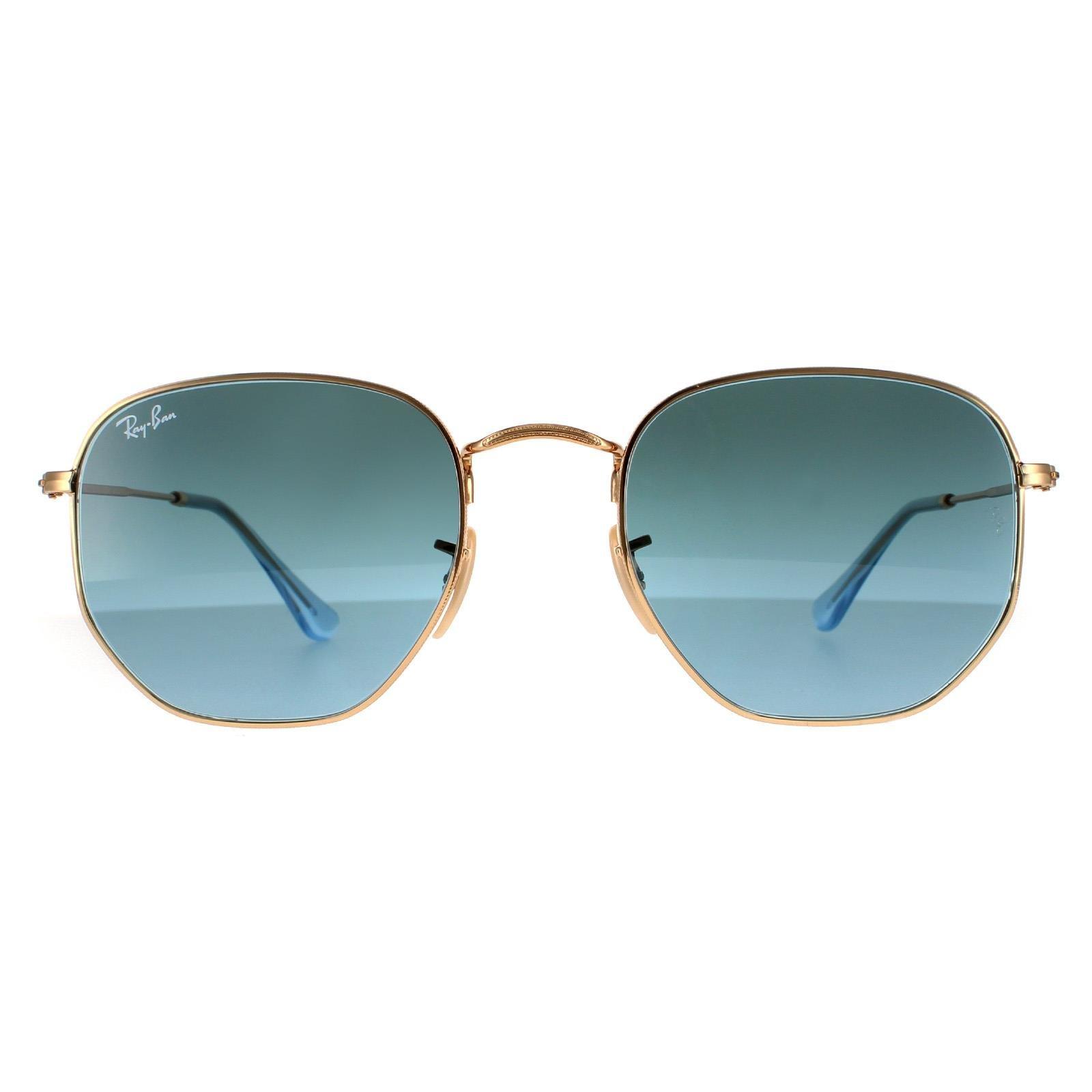 Ray-Ban Gold Square Gold Blue Grey Gradient Sunglasses | PrettyLittleThing