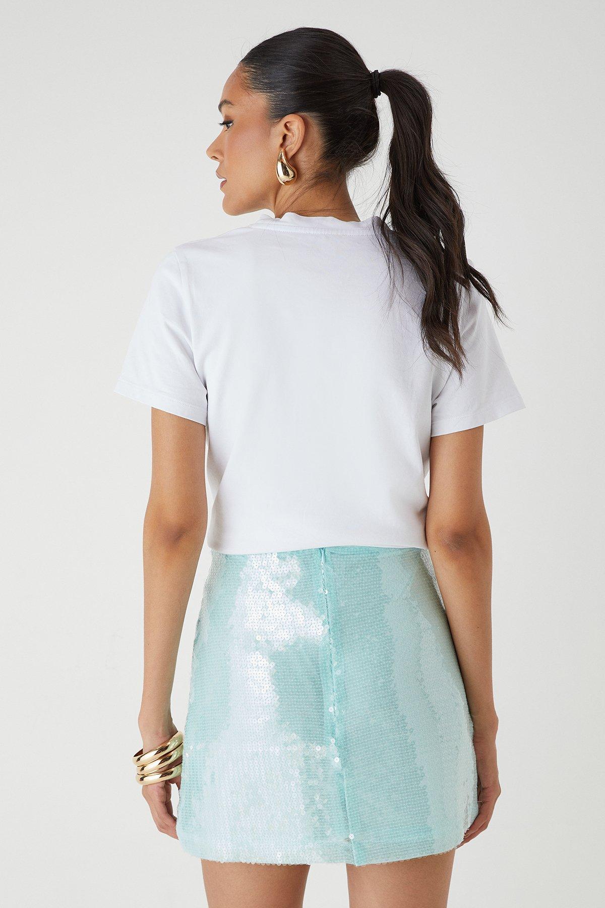 MissPap Blue Sequin Micro Mini Skirt | PrettyLittleThing