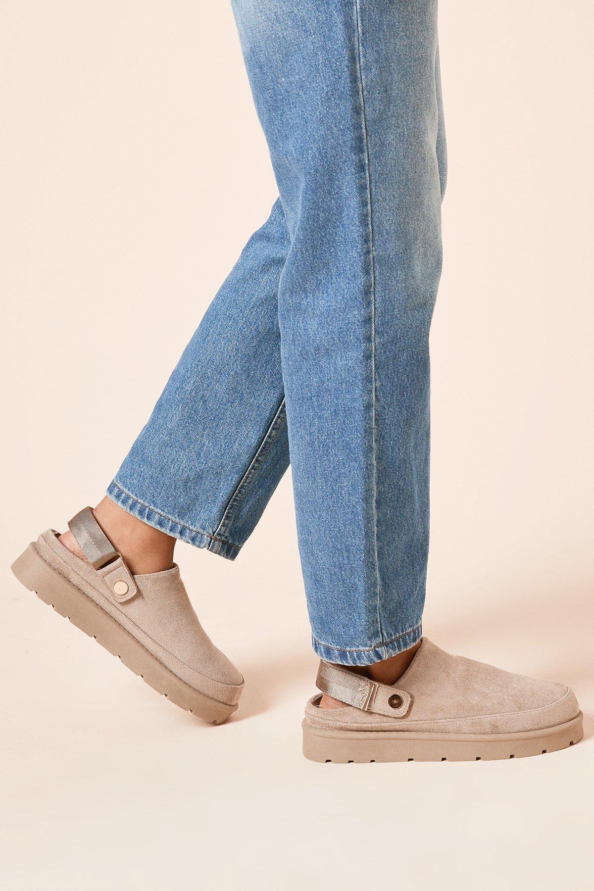 Dorothy Perkins Neutral Zinnia Faux Suede & Sheepskin Slingback Closed ...