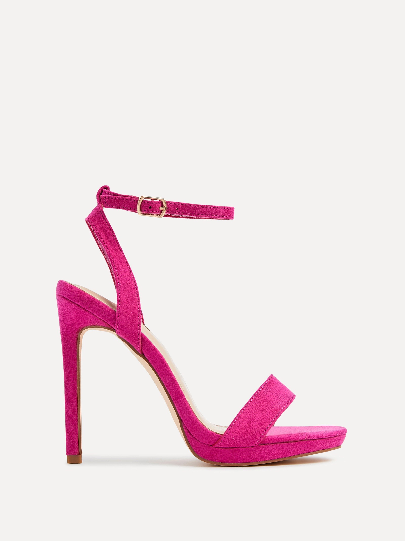 Linzi Fuchsia Higher Love Fuchsia Suede Open Back Barely There Stiletto ...