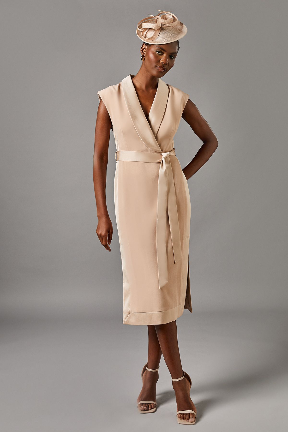 Coast Champagne Tux Satin Dress | PLT
