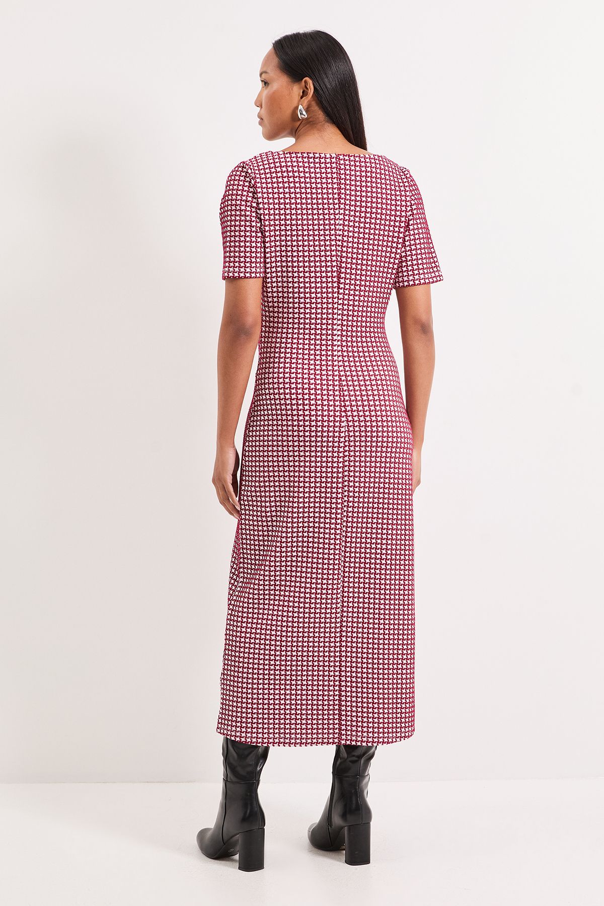 Principles Wine Wine Slash Neck Ponte Midi Dress | PLT