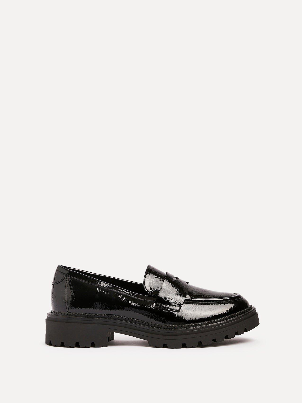 Linzi Black Lesson Black Patent Chunky Loafer | PLT