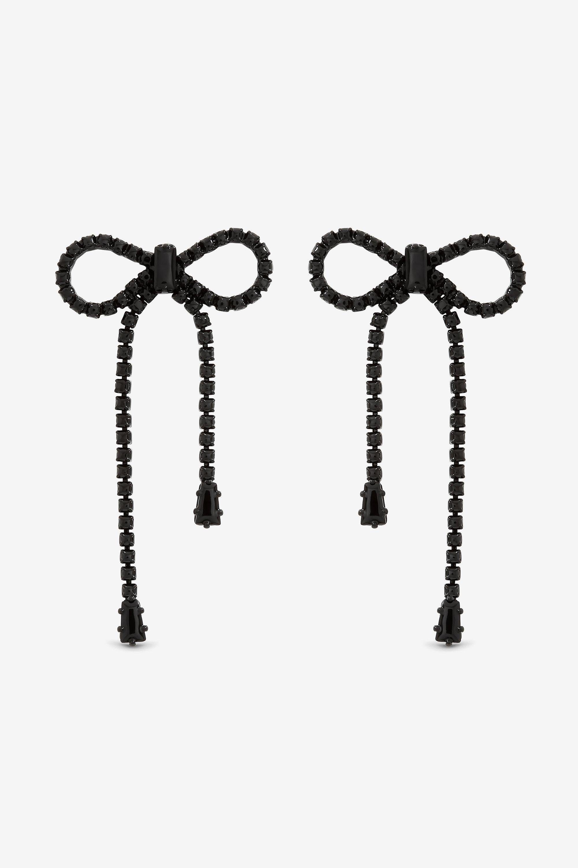 Jon Richard Black Jet Plated And Jet Crystal Statement Bow Drop ...