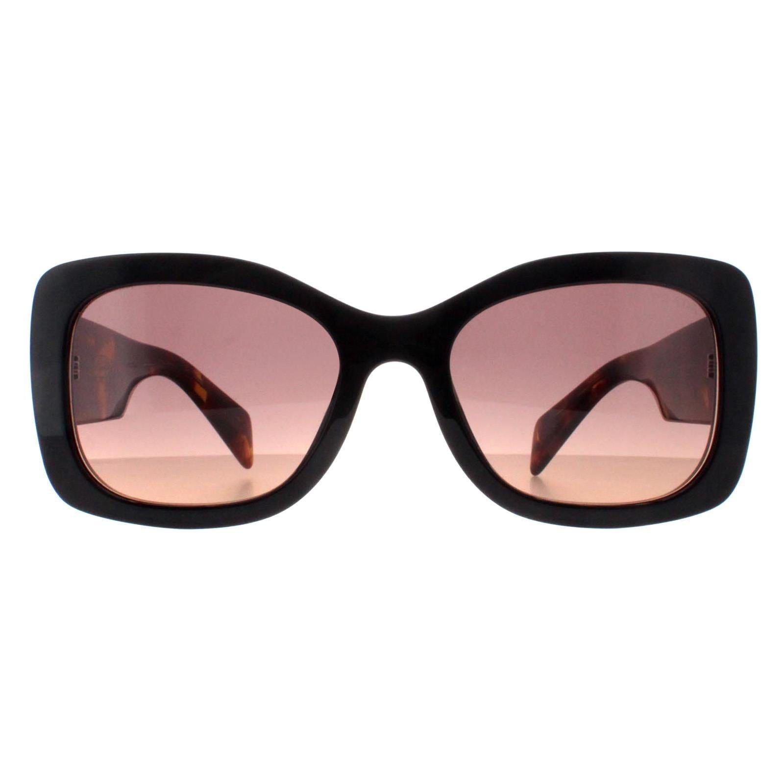 Prada Black Oval Mahogany Brown Gradient PRA08S | PLT