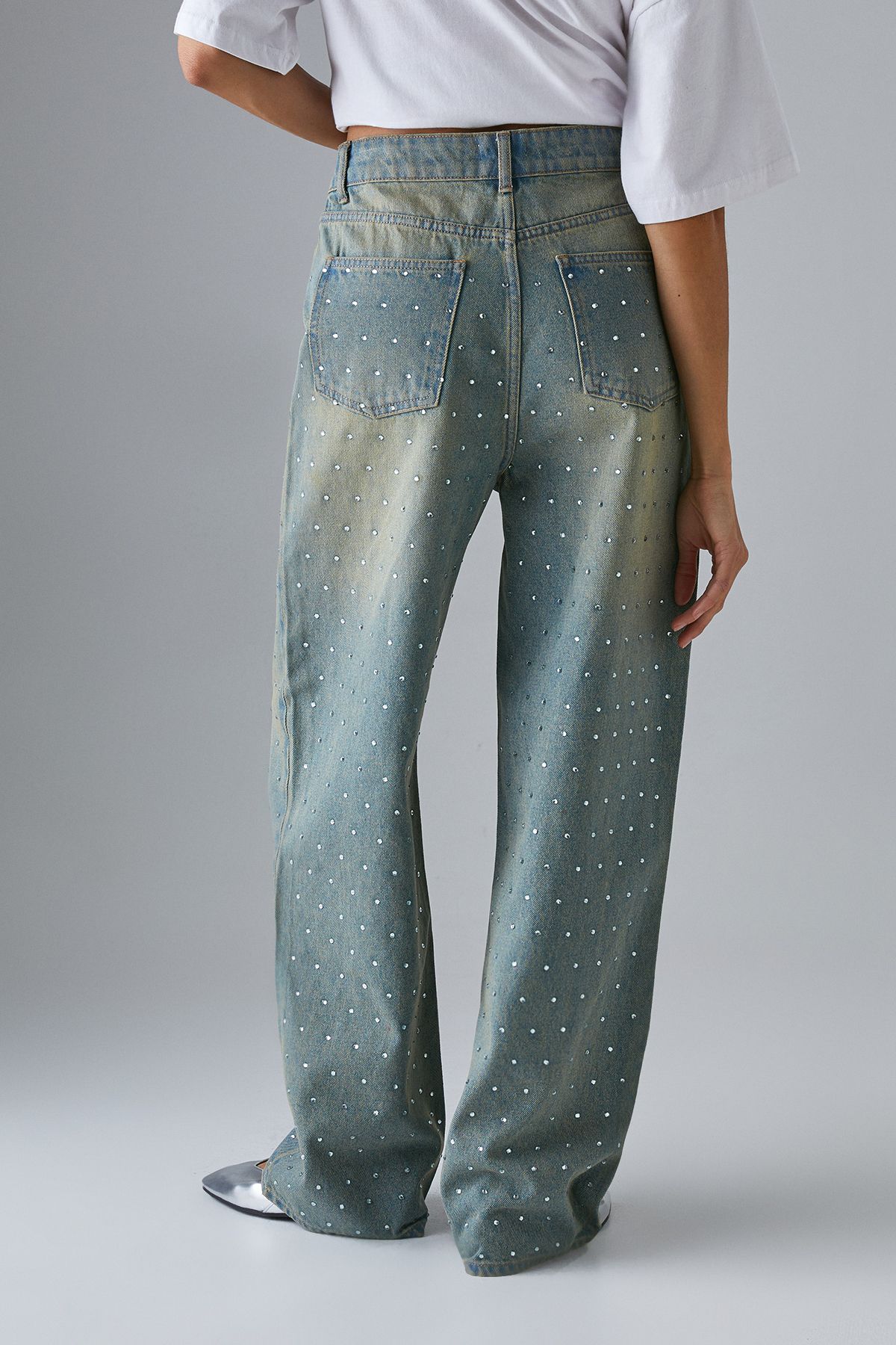 Warehouse Vintage Wash Hotfix Embellished Denim Boyfriend Jean | PLT