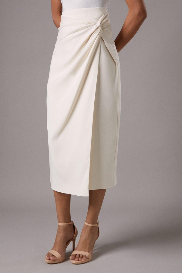 Coast Ivory Knot Front Wrap Skirt | PLT