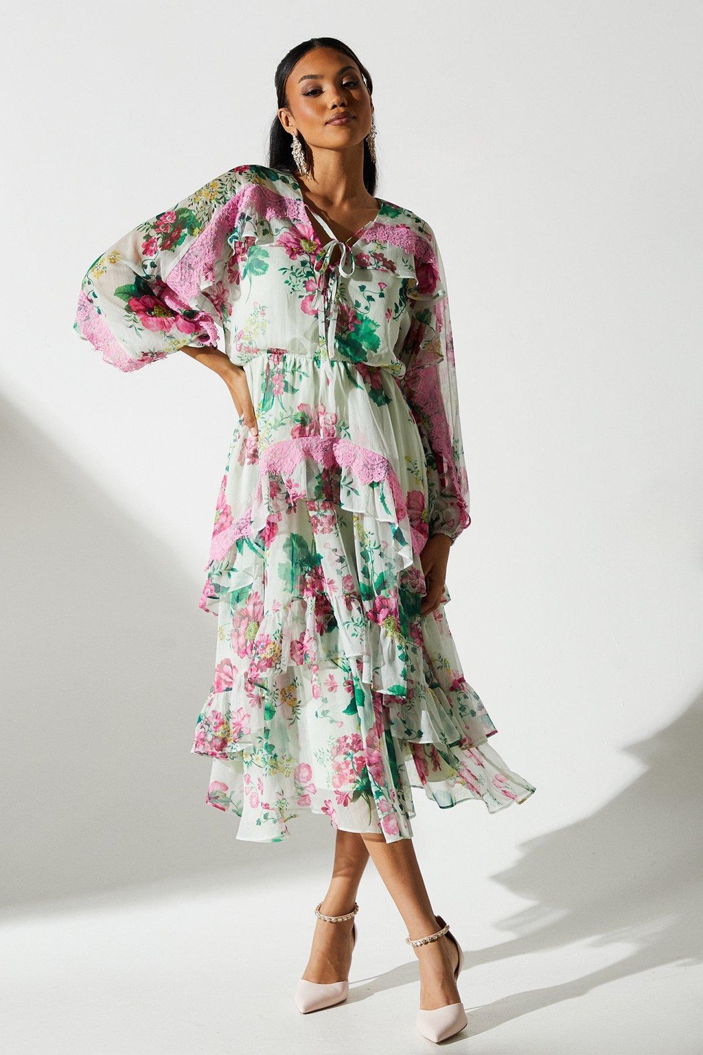 Coast Multi Printed Lace Maxi Dress | PrettyLittleThing