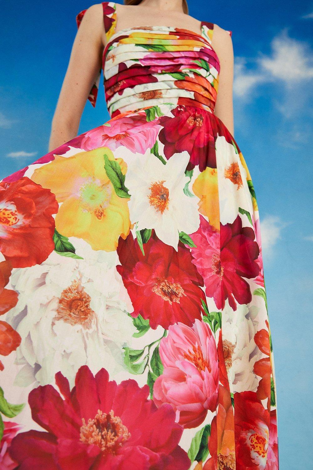 Coast Multi Lisa Tan Balloon Hem Tie Shoulder Maxi Dress ...