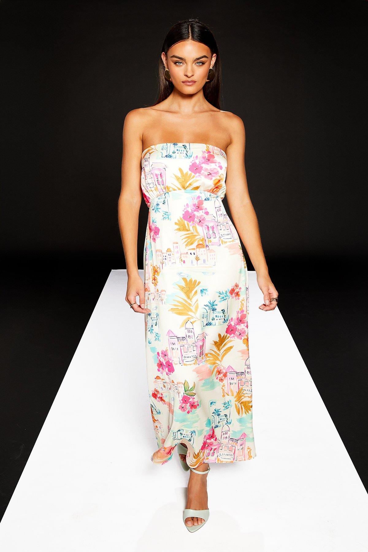 RUNWAY 1.8.1.8 Multi Runway 1.8.1.8 Bandeau Printed Maxi Dress ...