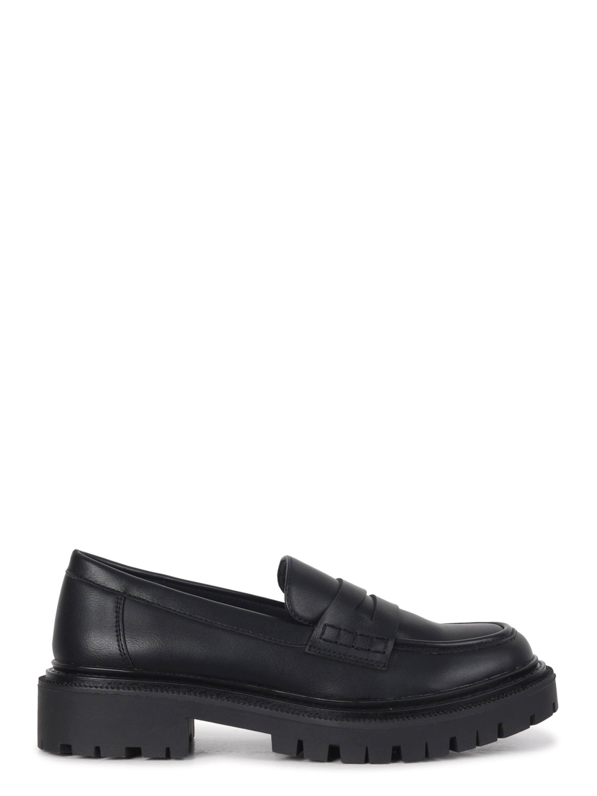 Linzi Black Ivan Black Faux Leather Classic Chunky Loafer | PLT