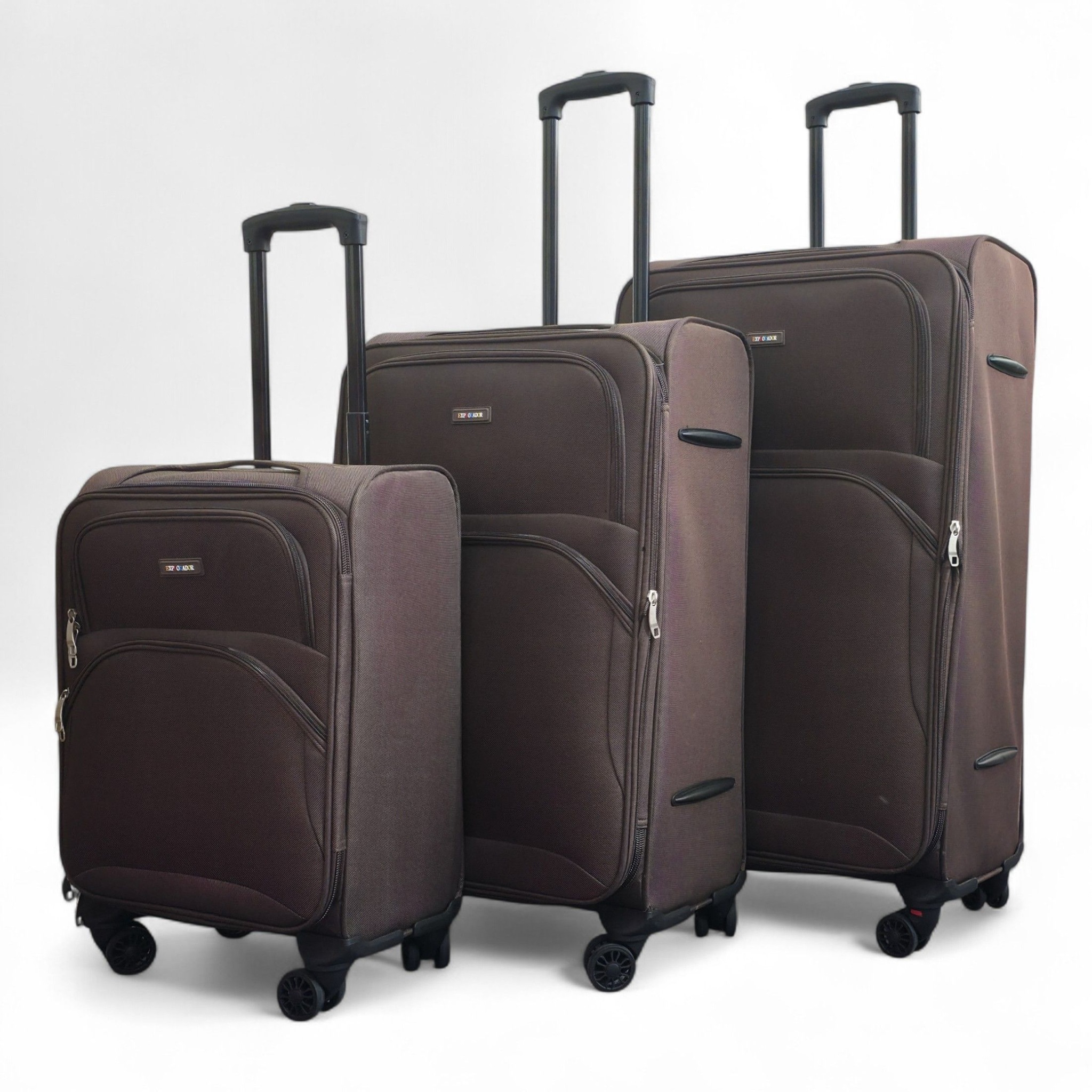 Infinity Leather Brown Expandable Soft 8 Wheel Lightweight Suitcase ...