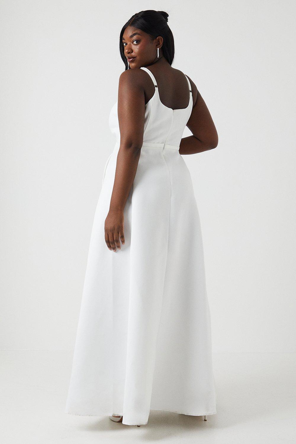 Coast Ivory Plus Size Structured Satin Full Skirt Wedding Dress | PLT