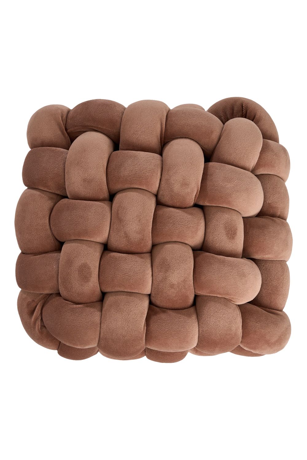 Living And Home Brown Plush Woven Cube Cushion For Sofa & Bedroom | PLT