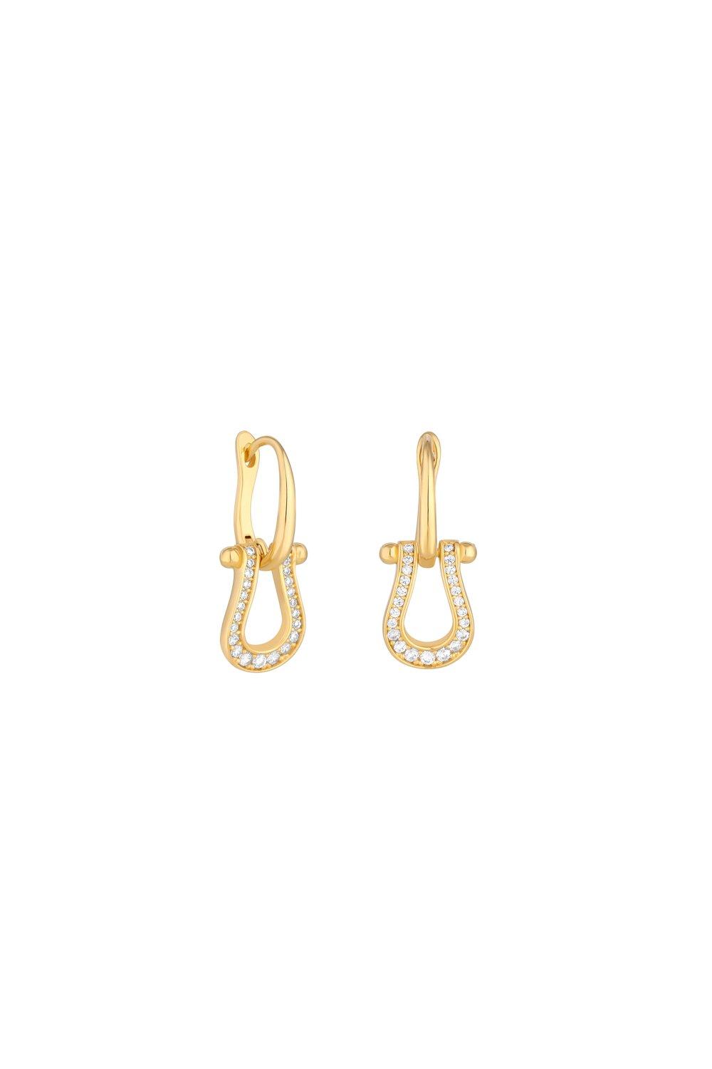 Inicio Gold Gold Plated Cubic Zirconia Snaffle Earrings | PLT