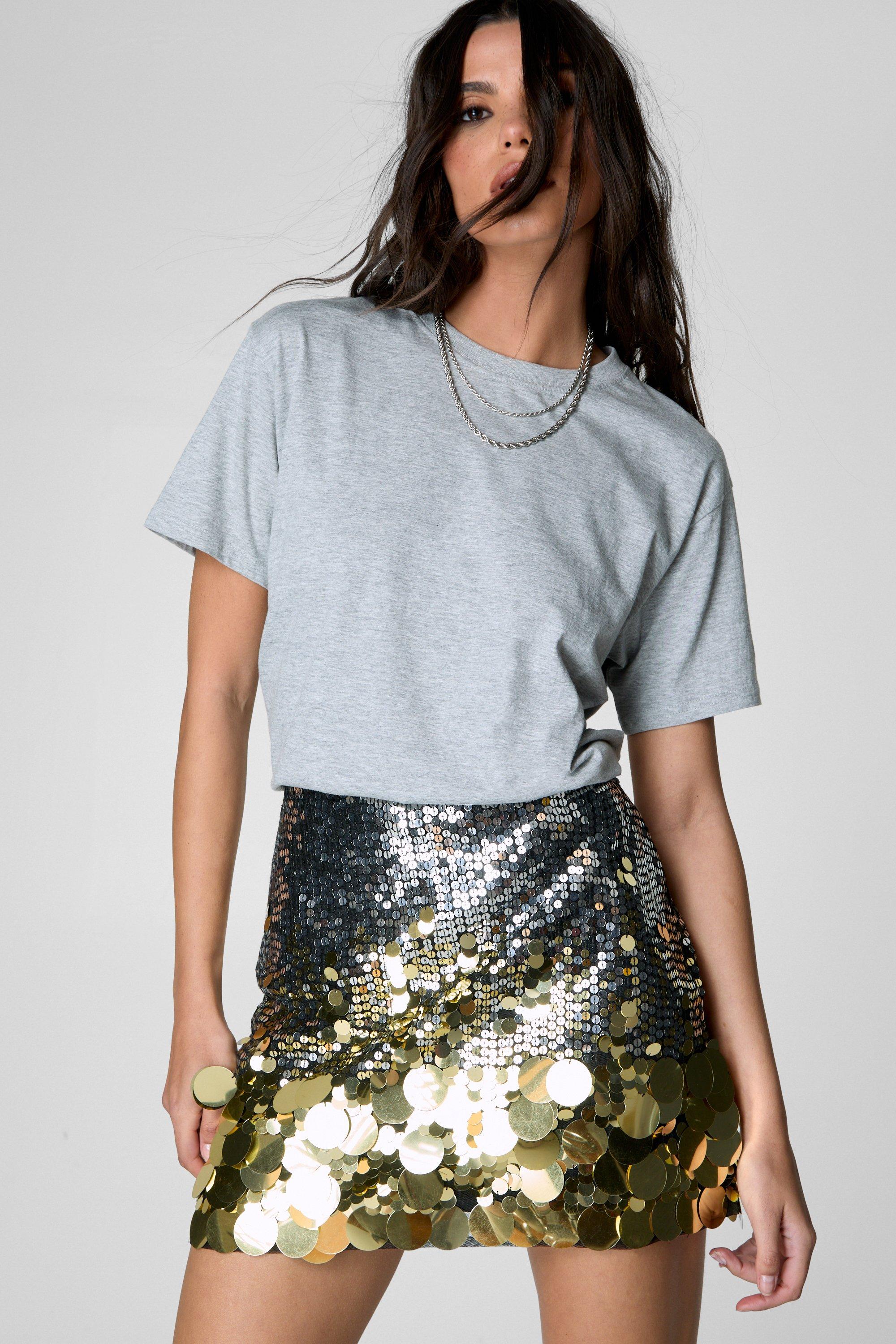 NastyGal Gold Disc Sequin Ombre Mini Skirt | PrettyLittleThing