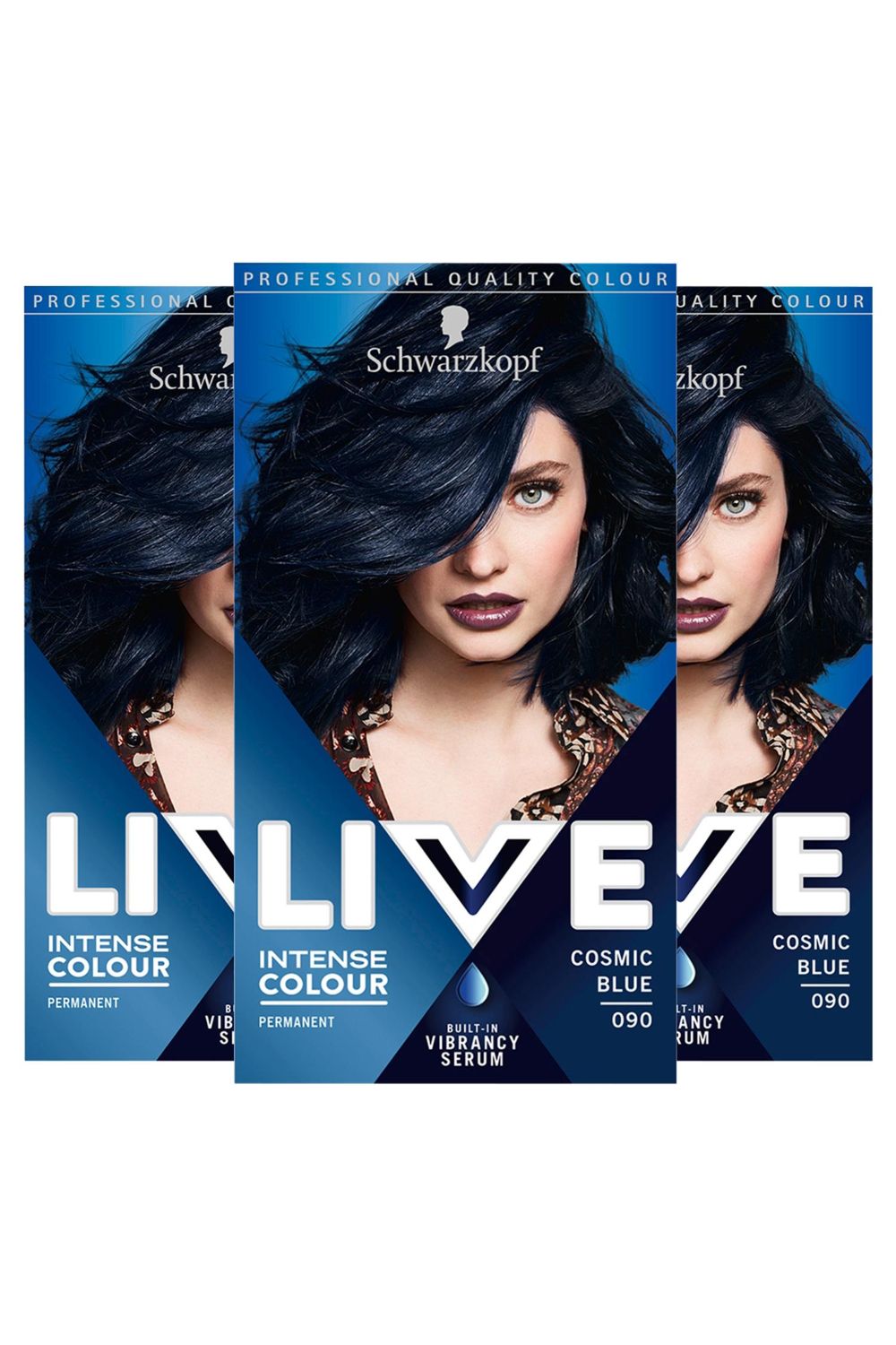 Schwarzkopf Blue LIVE Cosmic Blue 'Hair Dye' Intense Colour 090 3 Pack ...