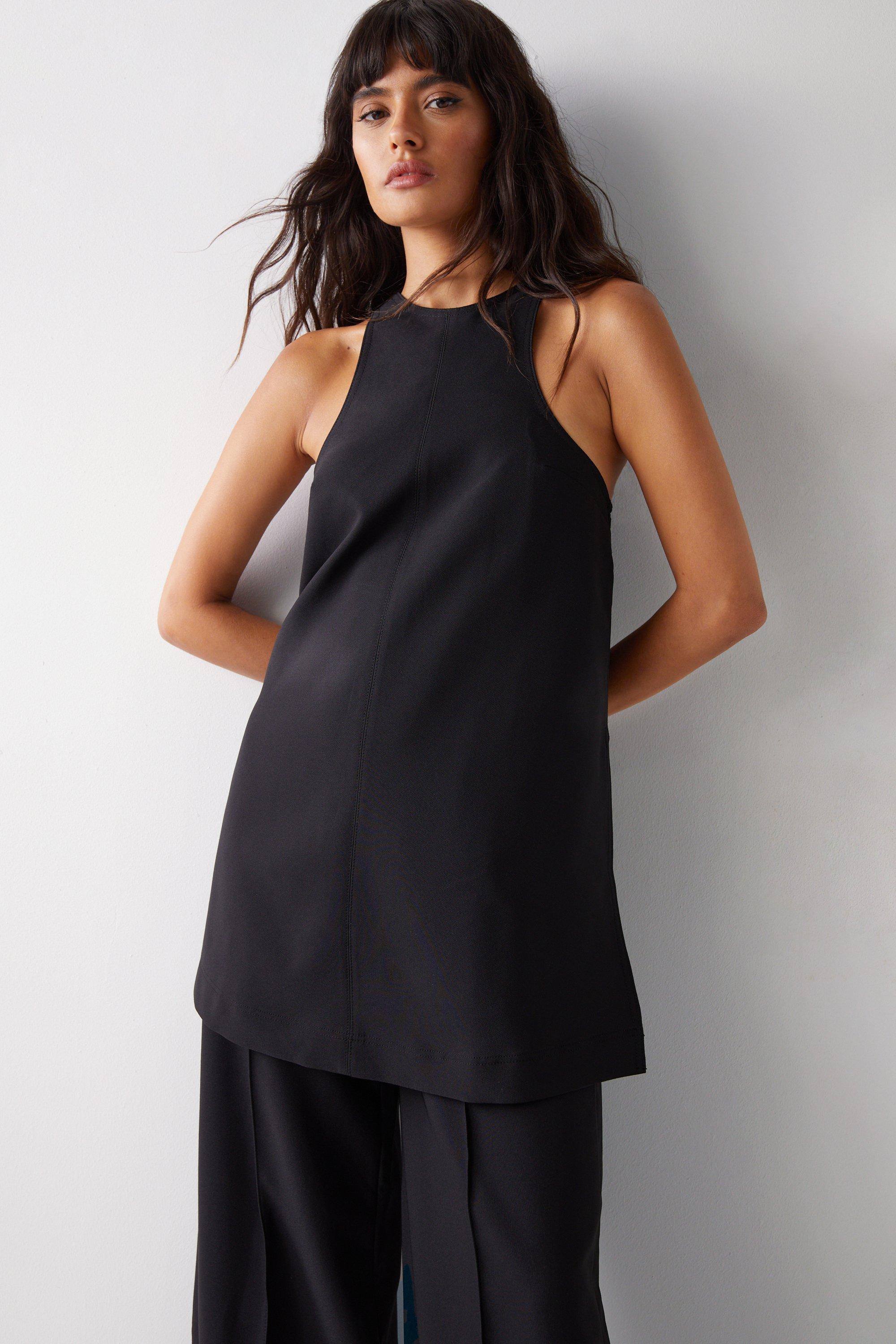 Warehouse Black Premium Tailored Tunic Top | PrettyLittleThing