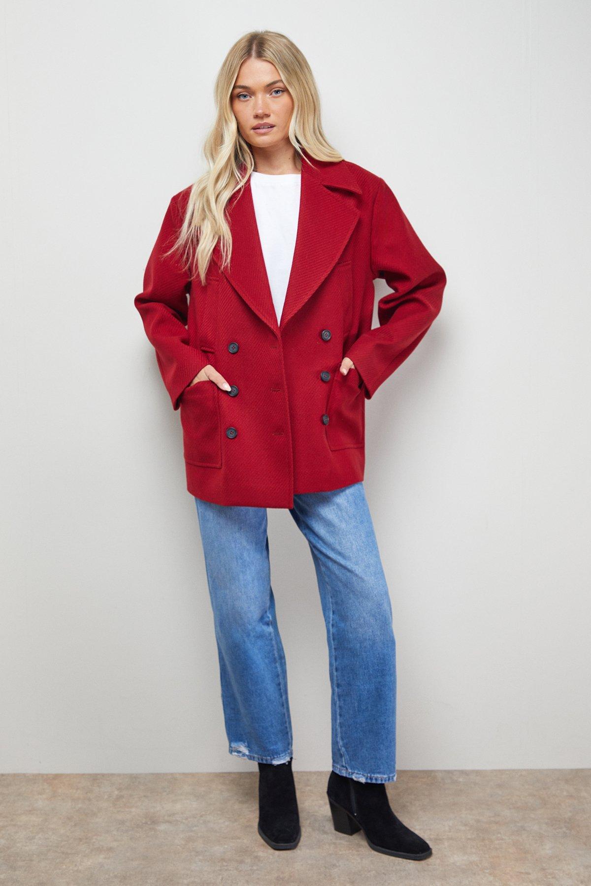 Oasis Red Relaxed Peacoat | PLT