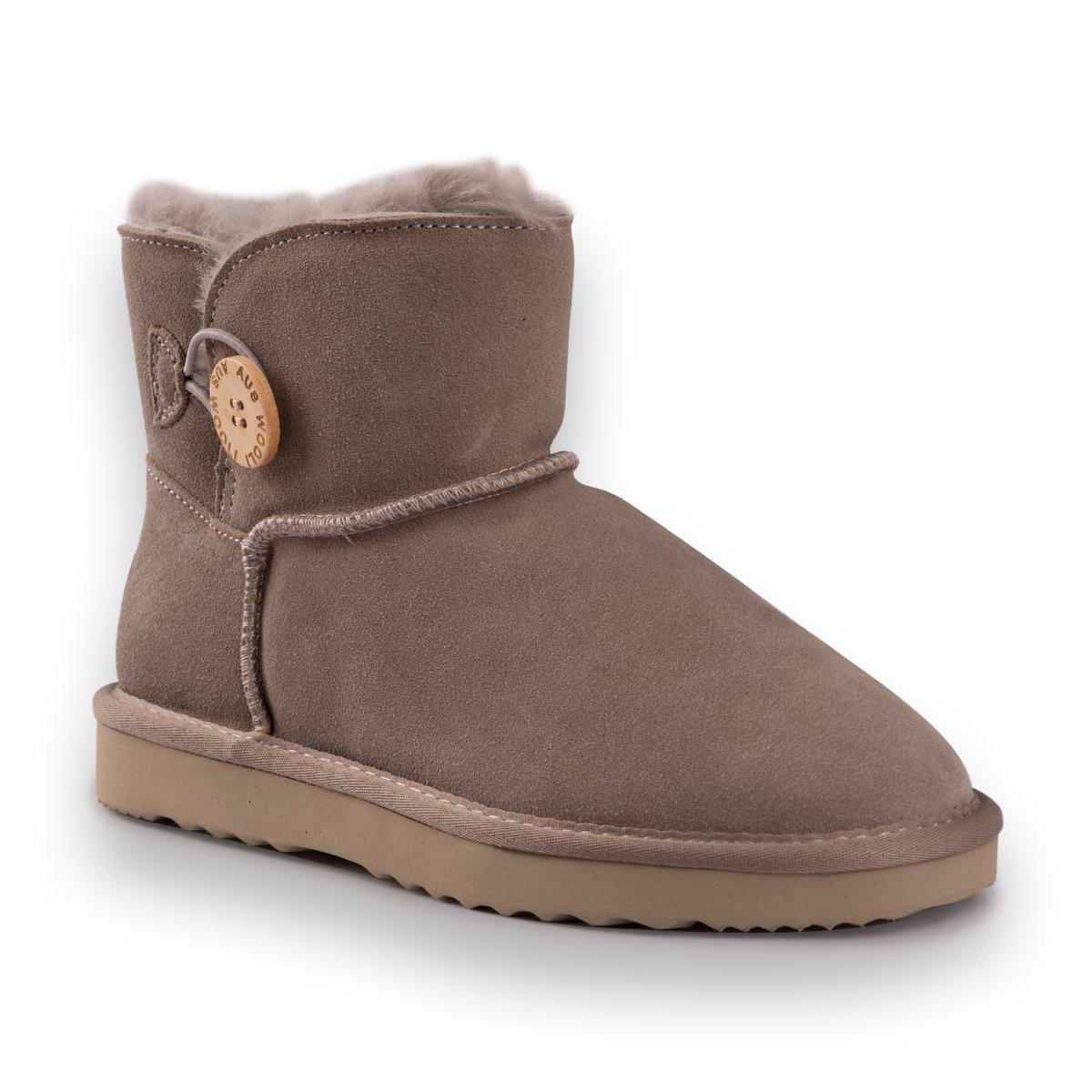 Aus Wooli Australia Light Grey Short Sheepskin Button Boots ...