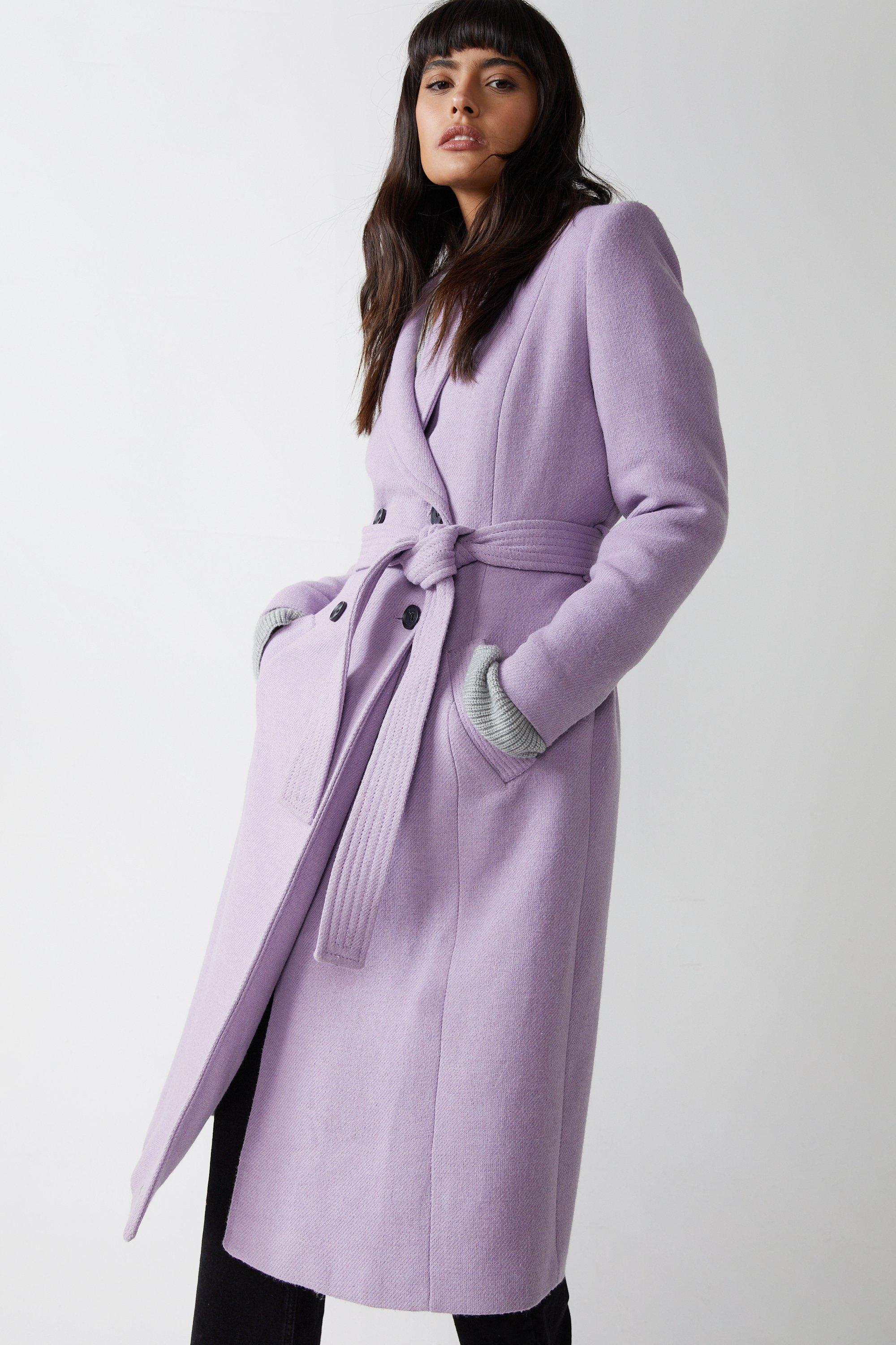 Warehouse Lilac Belted Double Breasted Italian Wool Jacket | PLT