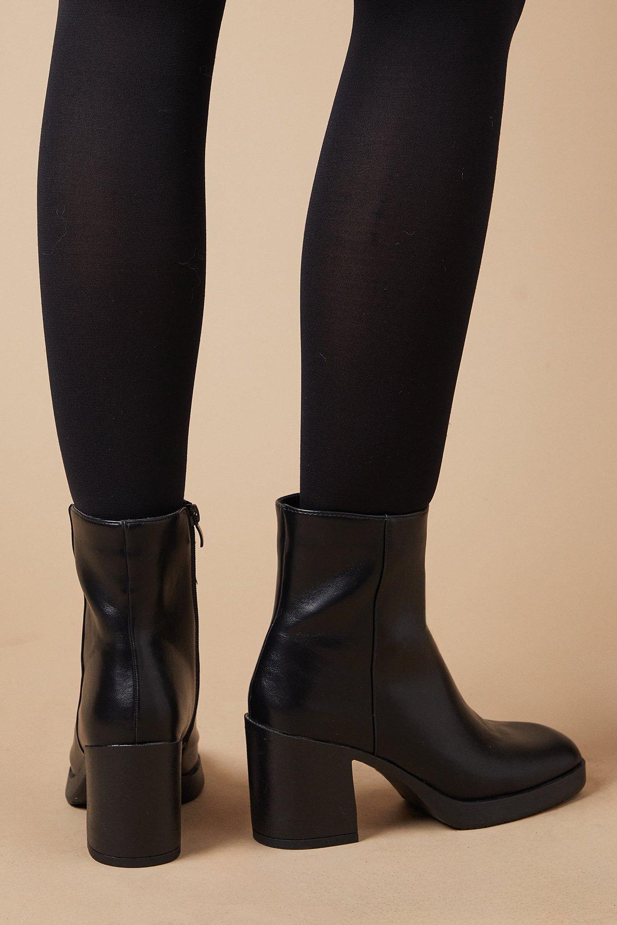 Oasis Black Mara Block Heel Platform Ankle Boots | PLT