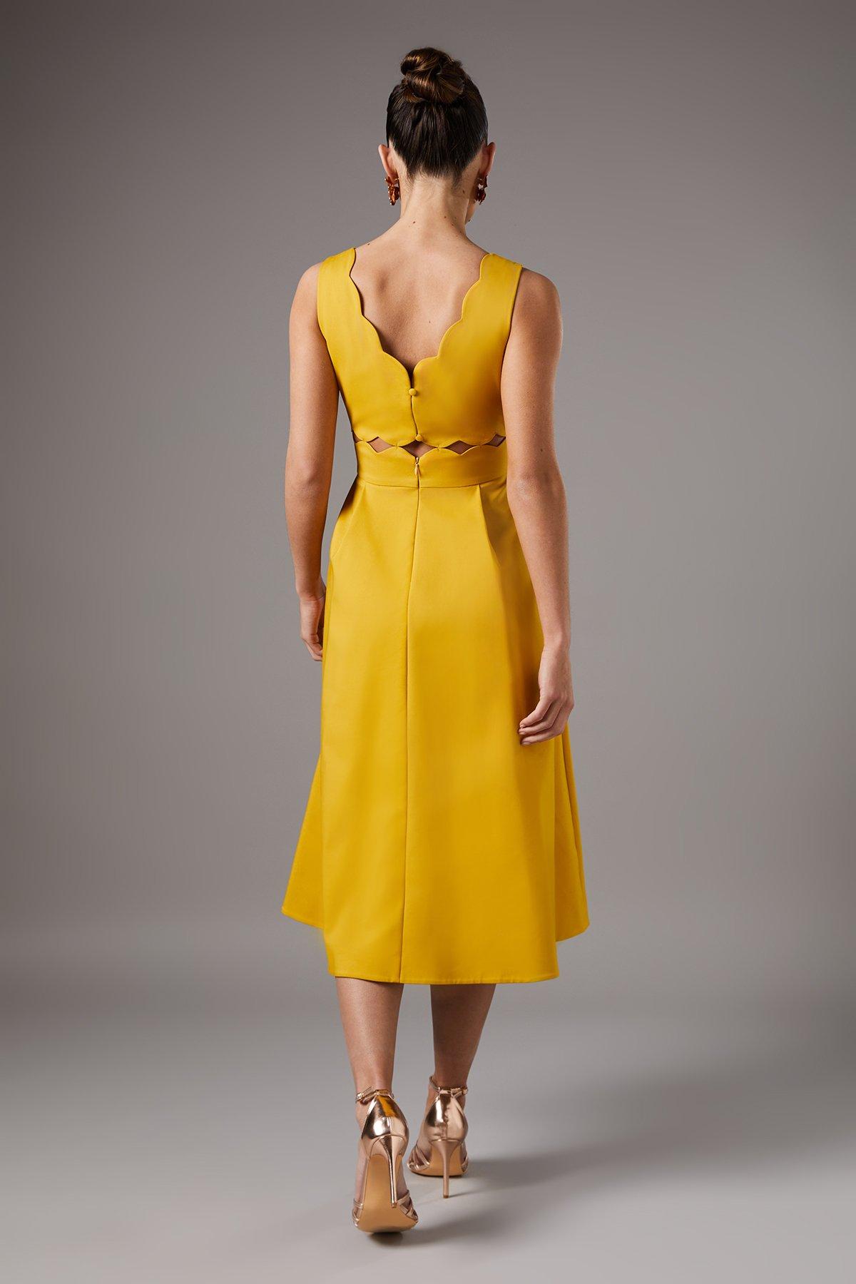 Coast Chartreuse Scallop Fit And Flare Dress | PLT