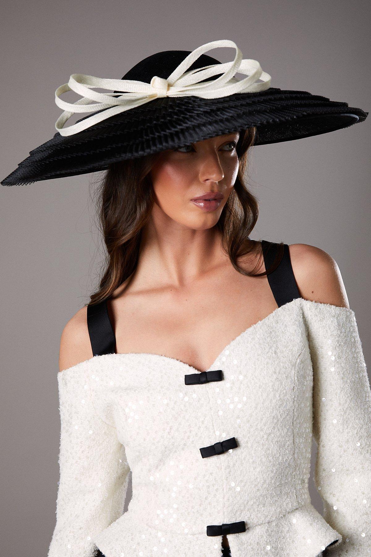 Coast Black Lisa Tan Layered Wide Brim Bow Hat | PLT
