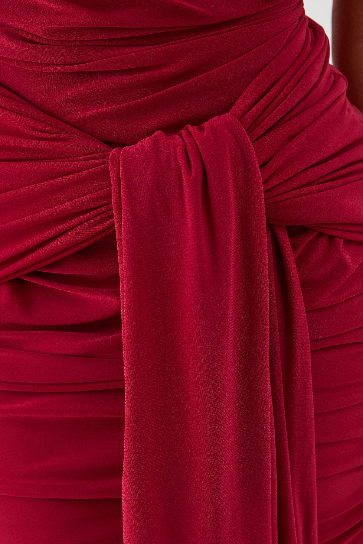 MissPap Cherry Halter Neck Drape Front Mini Dress | PrettyLittleThing